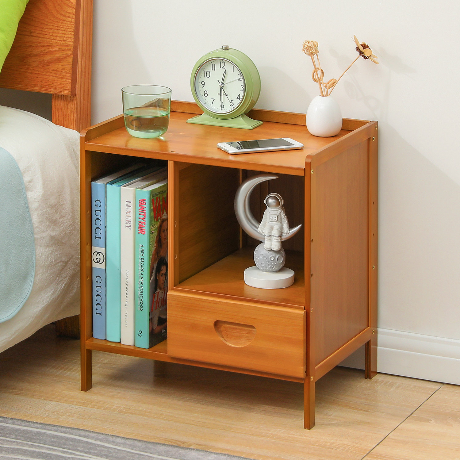 Foundry Select Adalyne Bamboo 2 Tiers 1 Drawer Modern Beside Table ...