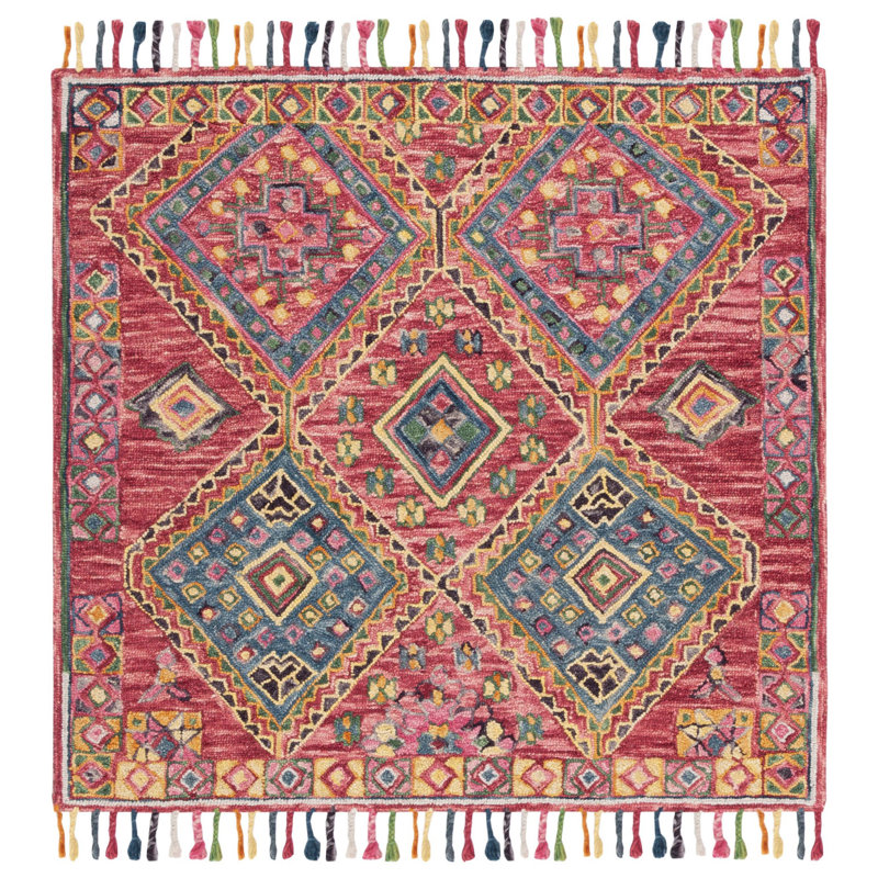 Langley Street Handmade Hand Tufted Pink/Turquoise/Brown/Yellow Rug ...