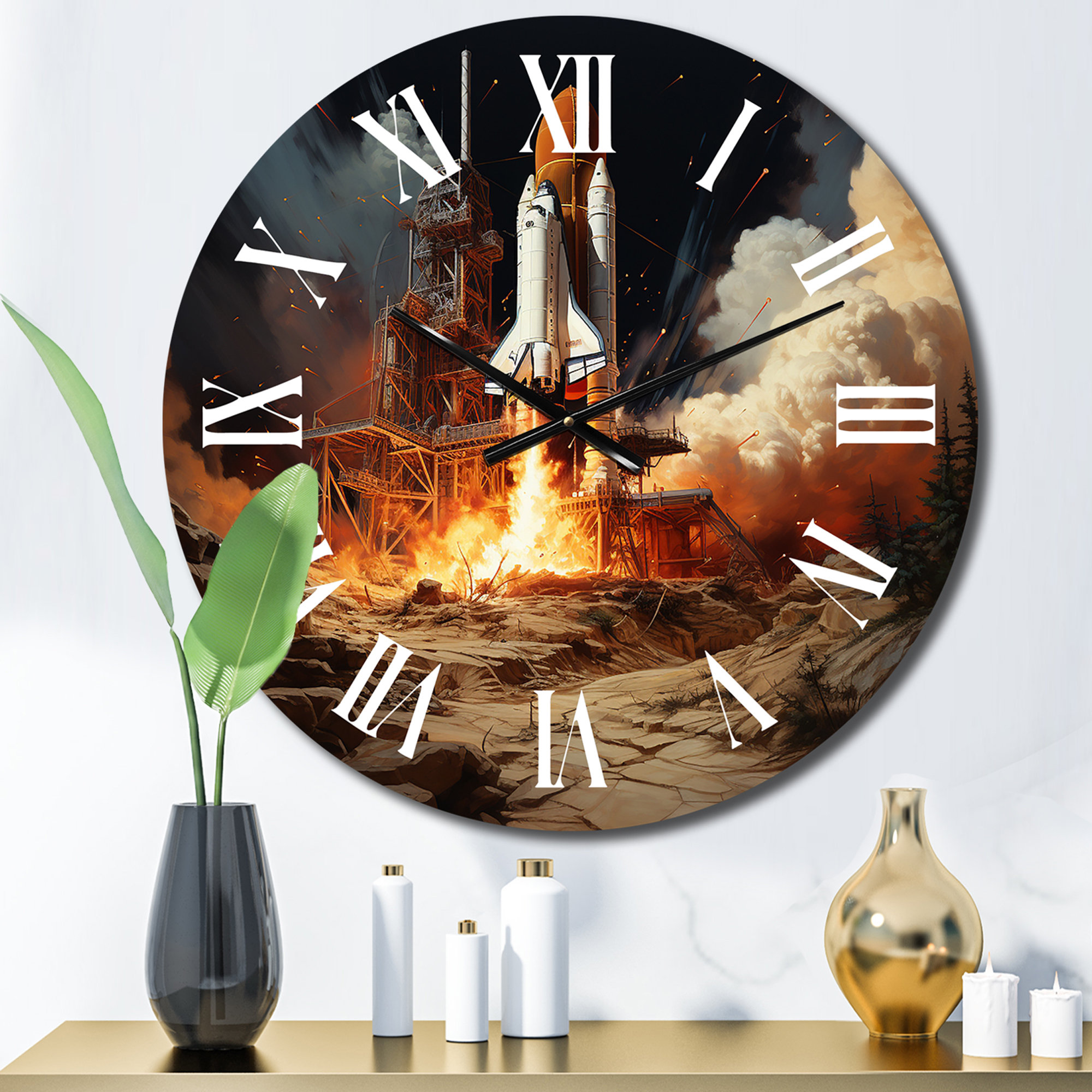 East Urban Home Rocketship Remembrance I - Transportation Wall Clock ...