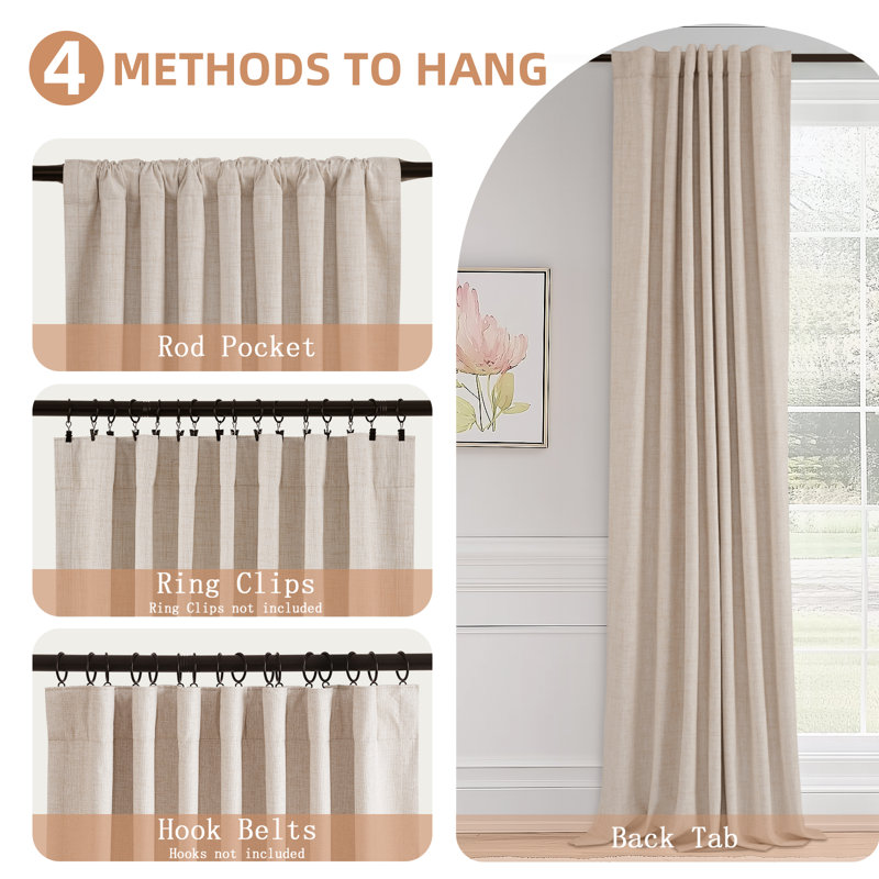 Latitude Run® 100% Blackout Linen Textured Curtains Solid Thermal ...