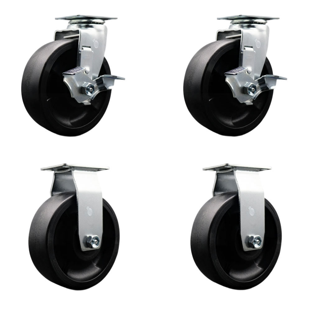 Service Caster 4 Piece Glass Nylon Ball Bearing Caster Set with 2 ...