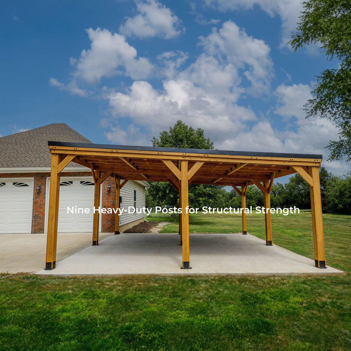 Backyard Discovery Kingsport 20' x 20' Cedar Wood Outdoor Carport with ...