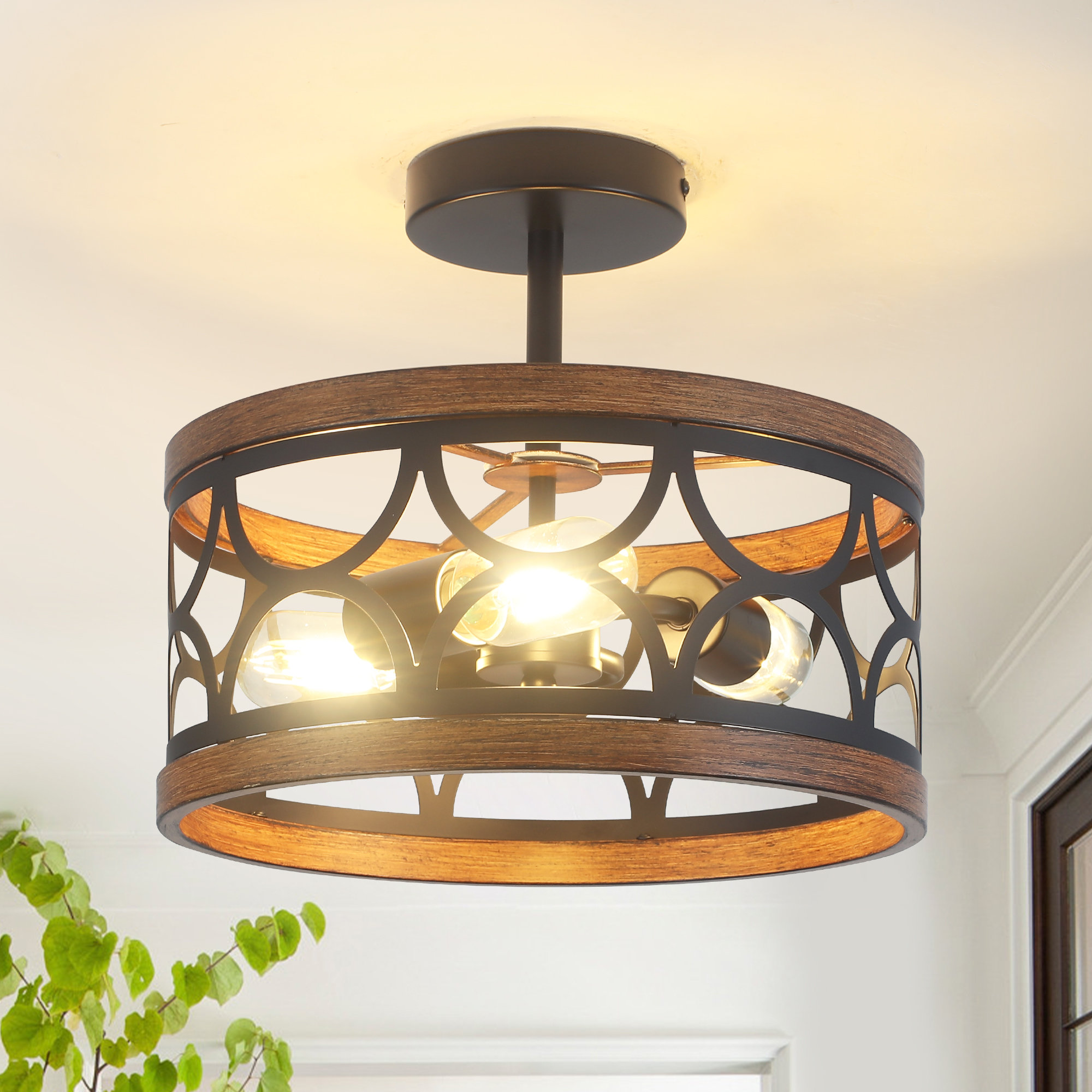 17 Stories Elgina 3-Light Semi Flush Mount Ceiling Light Fixture ...