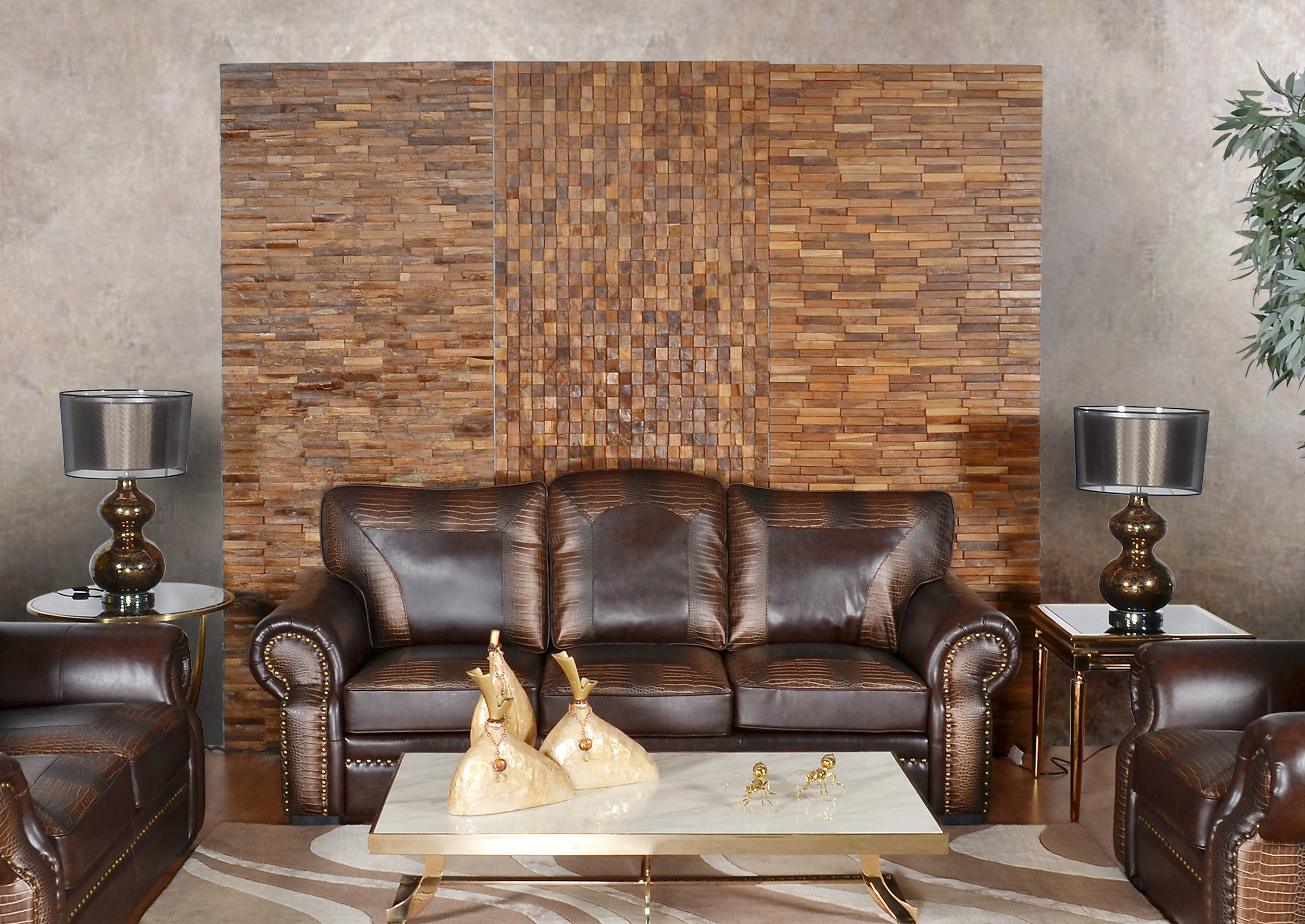 AFD Home 40" x 99" 3D Embross Wall Panelling in Tan Wood Colour Pack ...