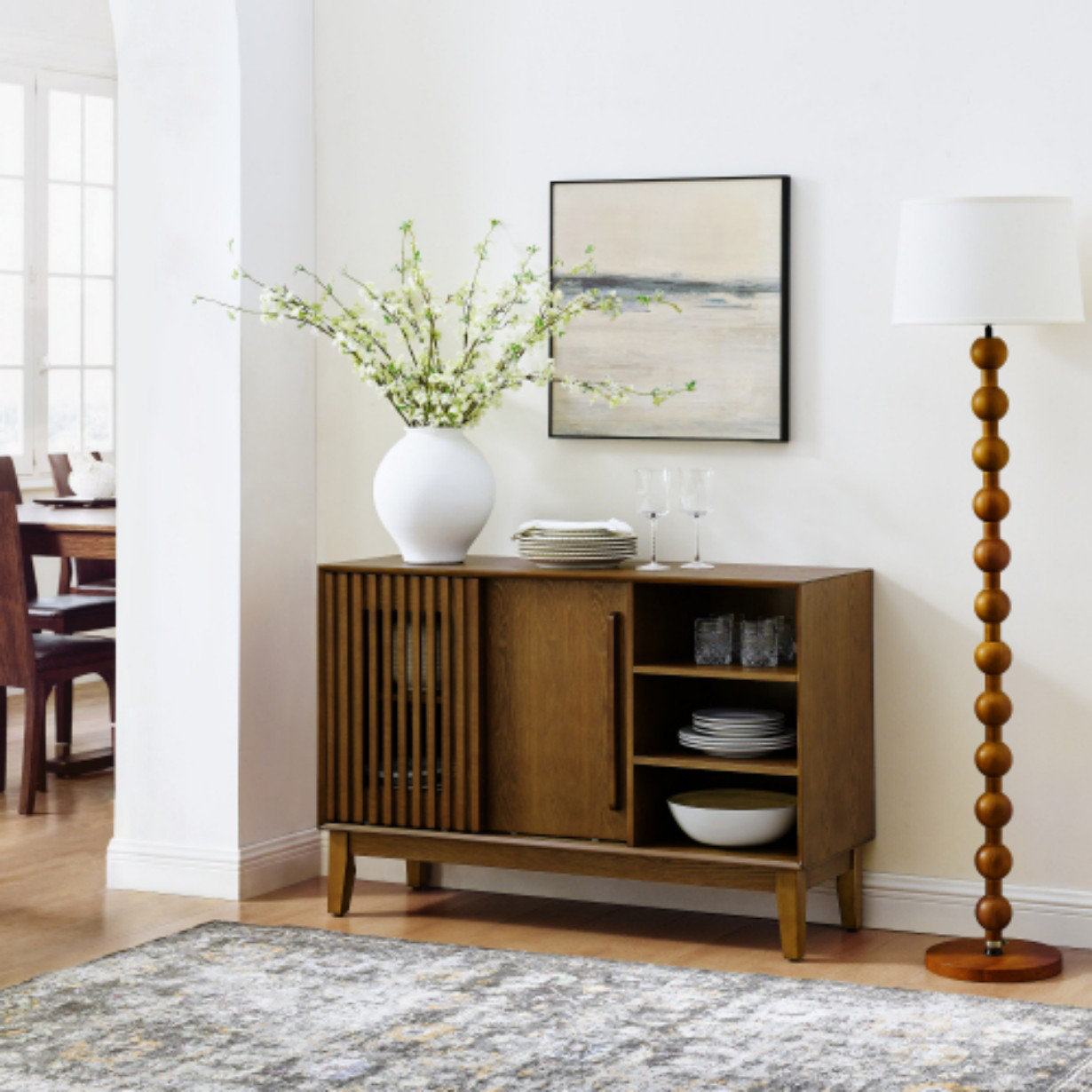 George Oliver Rustic-style storage cabinet with 2 doors and solid wood ...