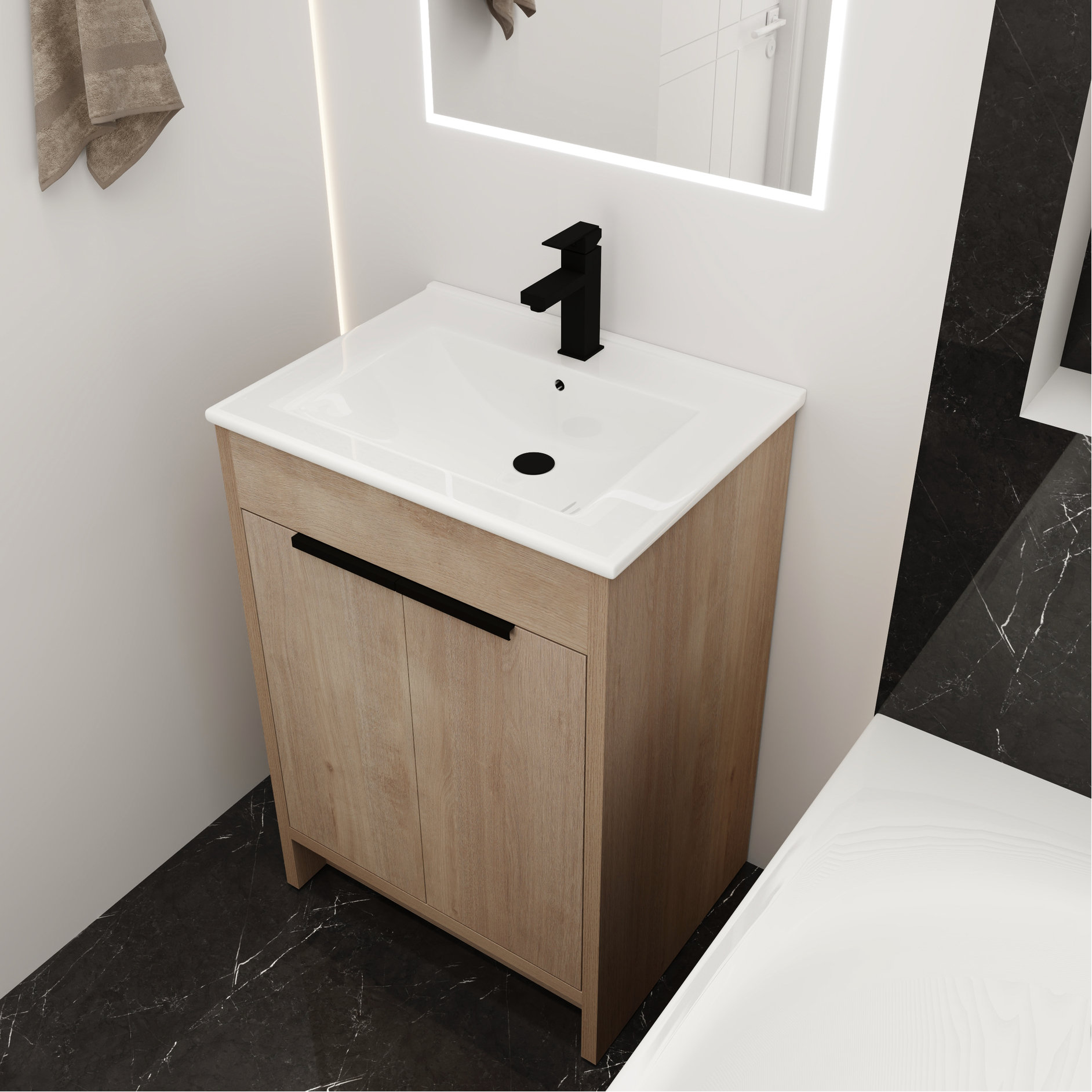 Red Barrel Studio 30 Inch Freestanding Bathroom Cabinet With White ...