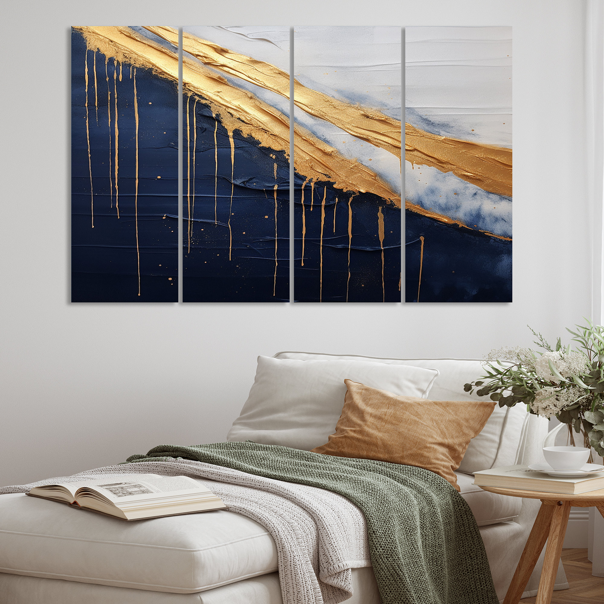 Wrought Studio™ A Touch of Gold and Kings Blue IV - 4 Piece Wrapped ...