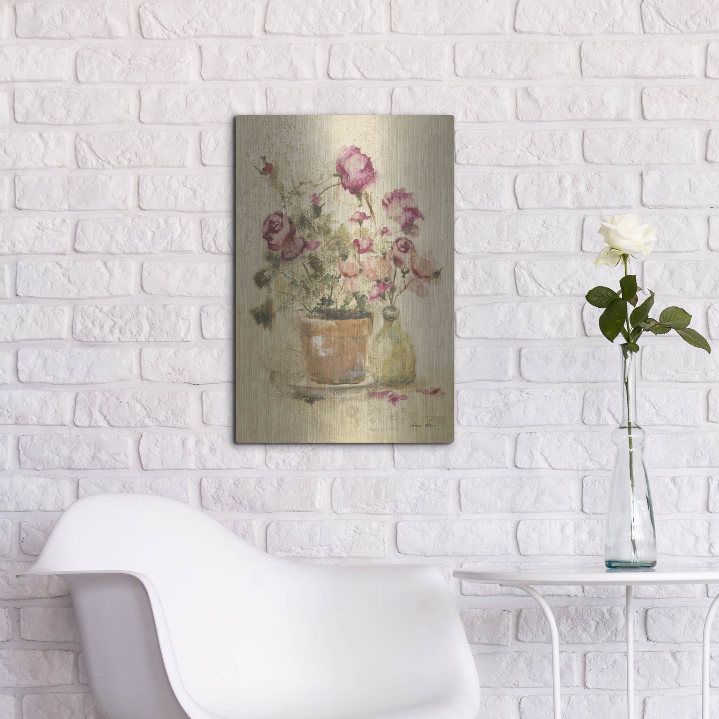 August Grove® 'Potted Roses 6' by Cheri Blum Metal Wall Art | Wayfair