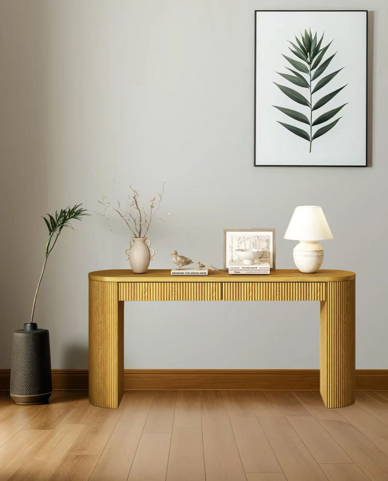 Latitude Run® Sophisticated Console Table With Pine Veneer And Vertical ...