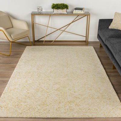 Sand & Stable Kristin Geometric Hand-Tufted Wool Gold/Ivory Area Rug ...