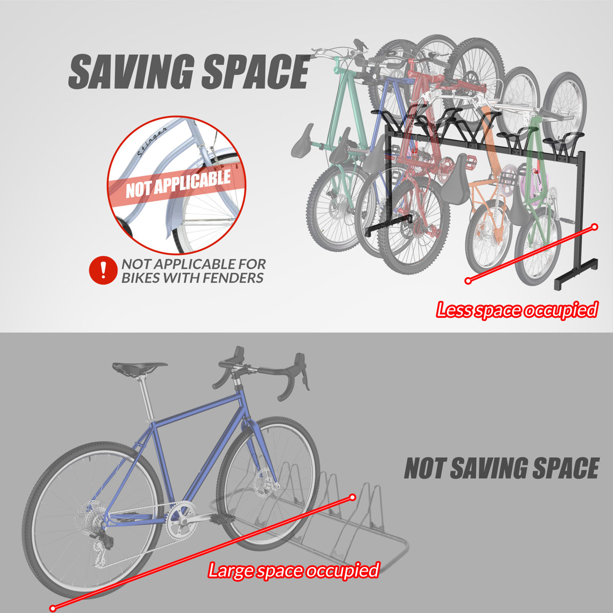 Arlmont & Co. Ravinath Steel Free-standing Adjustable Bike Rack, 5 ...