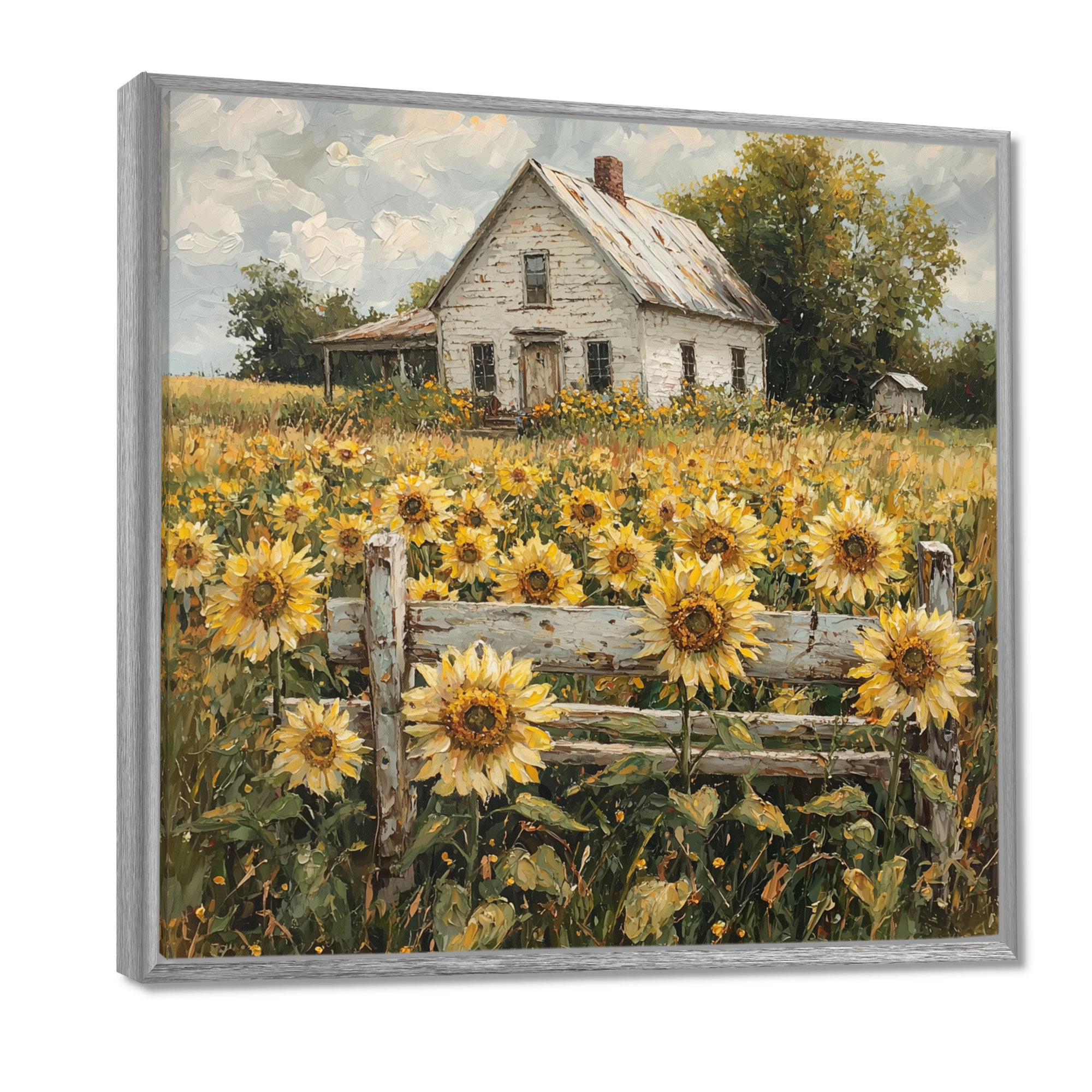 August Grove® Dorcin Sunflowers By The Farmhouse Swing - Sunflowers ...