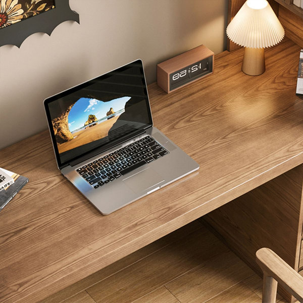 Furnire Lewi Light-walnut Rectangular Solid Wood desks | Wayfair