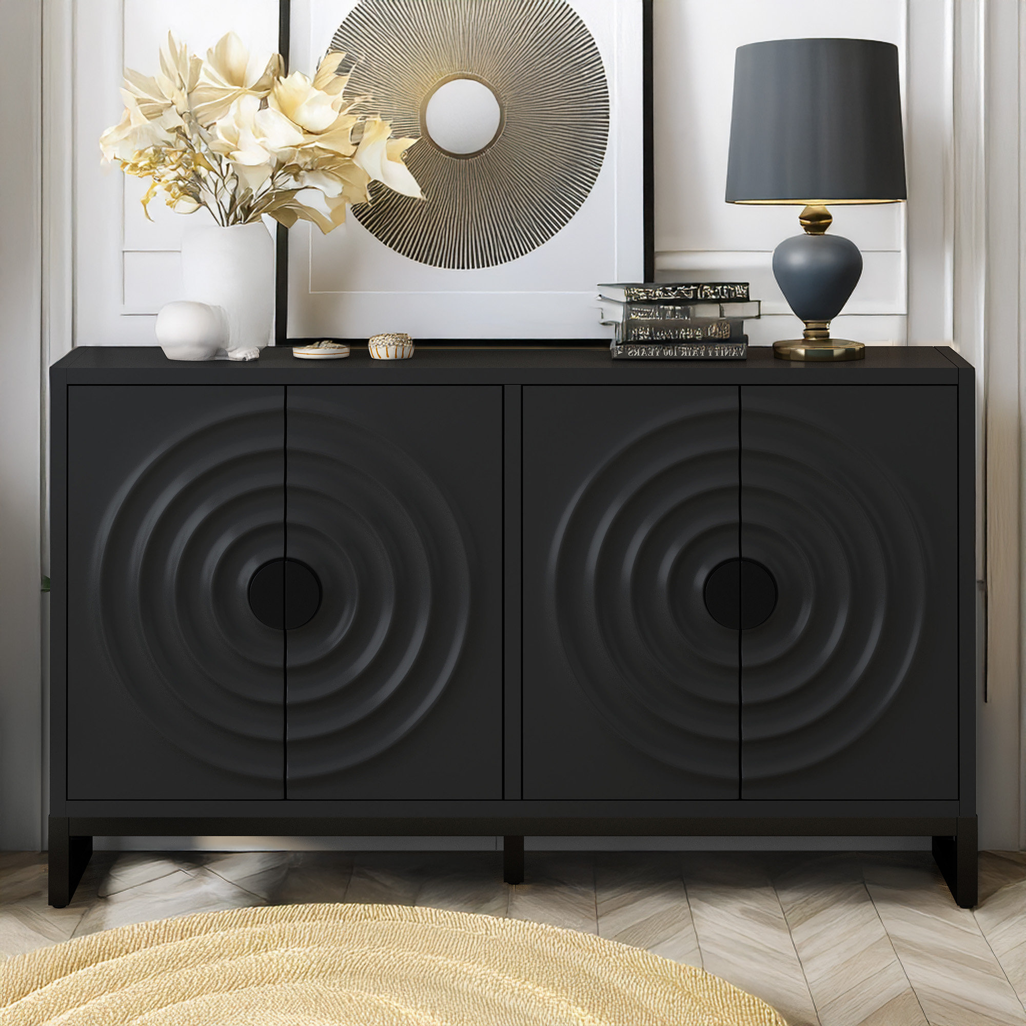 FOSHNATURE Rubberwood Veneer Storage Cabinet Sideboard | Wayfair