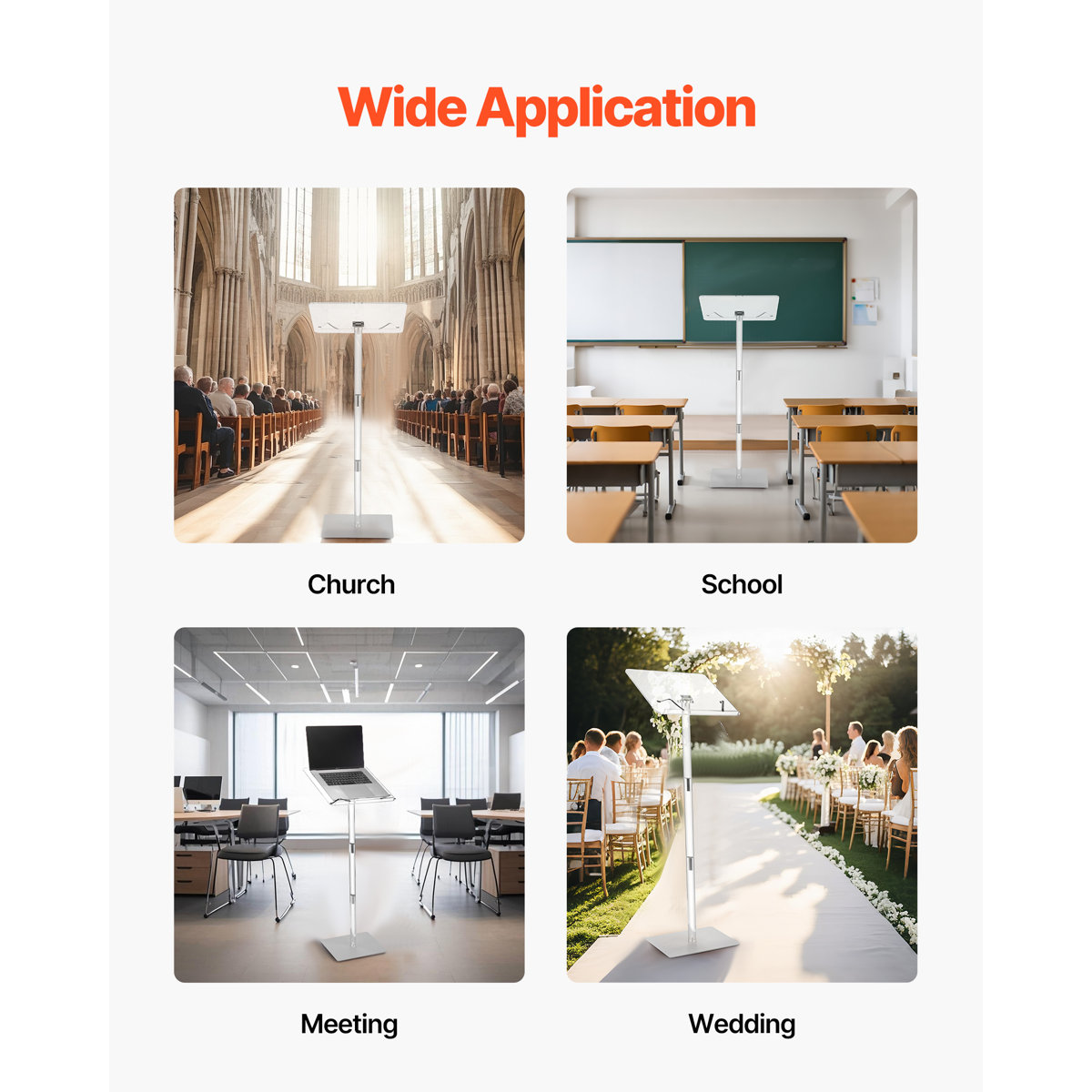 VEVOR Podium Stand 43 in Acrylic Lectern Adjustable Angles with Metal ...