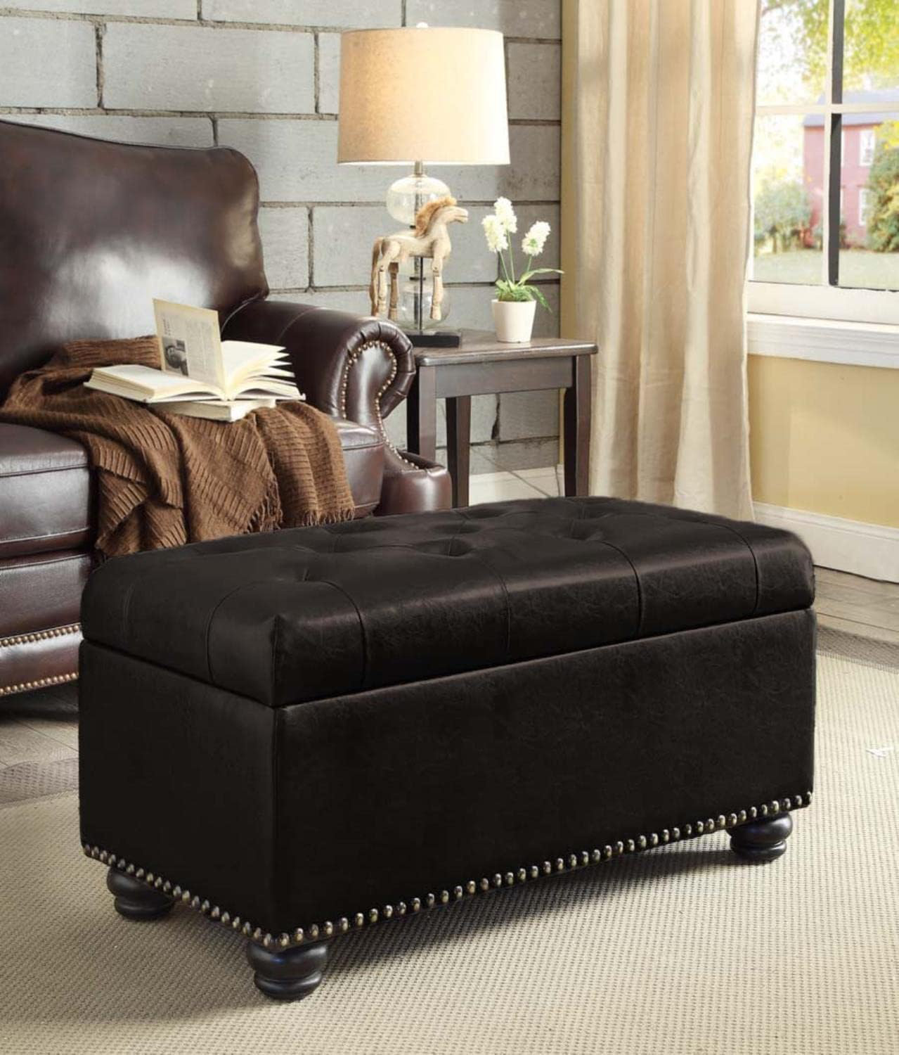 Alcott Hill Contemporary Foot Stool And Bench With Hinged Lid For ...