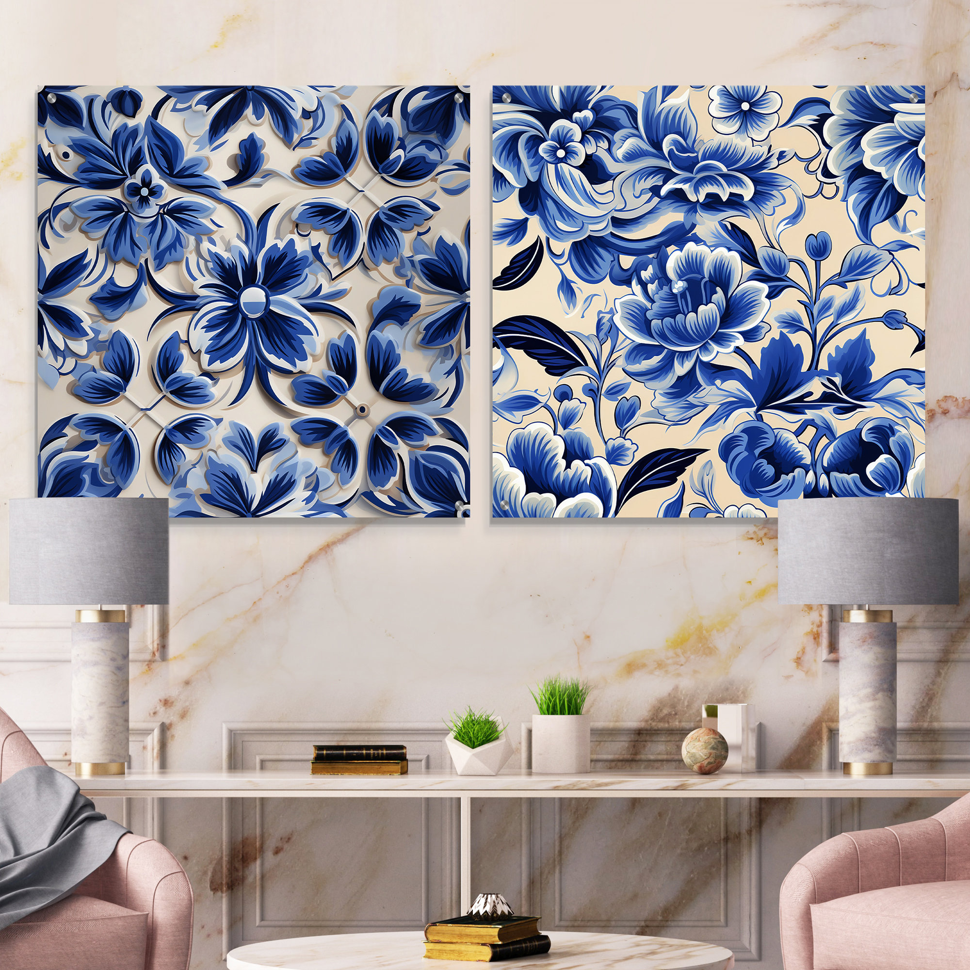 Lark Manor™ Victorian Cobalt Fretwork Victorian Pattern - Abstract ...