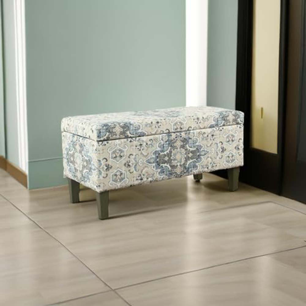 Bungalow Rose Large Decorative Storage Bench - Antiqued Blue | Wayfair