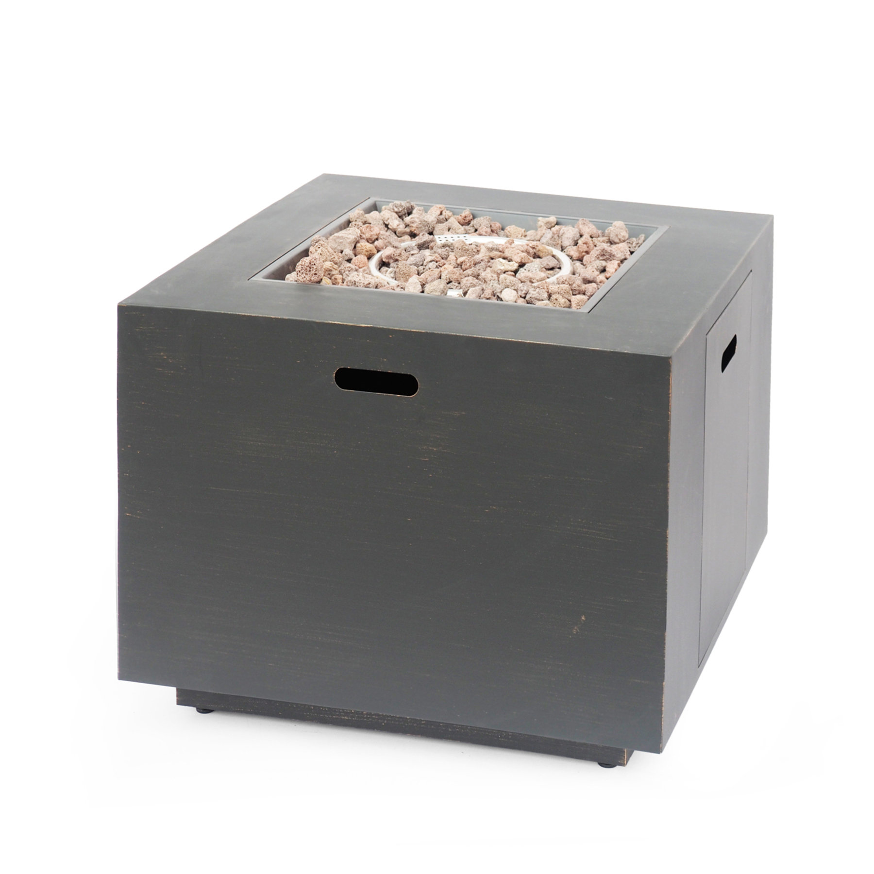 Latitude Run® 33" Outdoor Iron Square Propane Fire Pit, Tank Inside ...