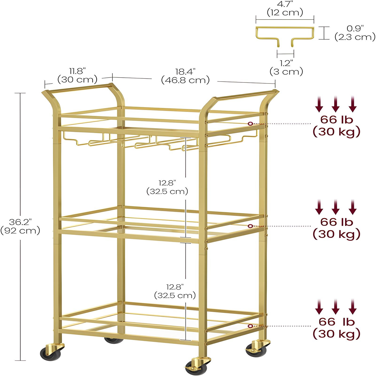 Mercer41 Bar Cart For The Home, Home Bar Serving Cart, Gold Bar Cart ...