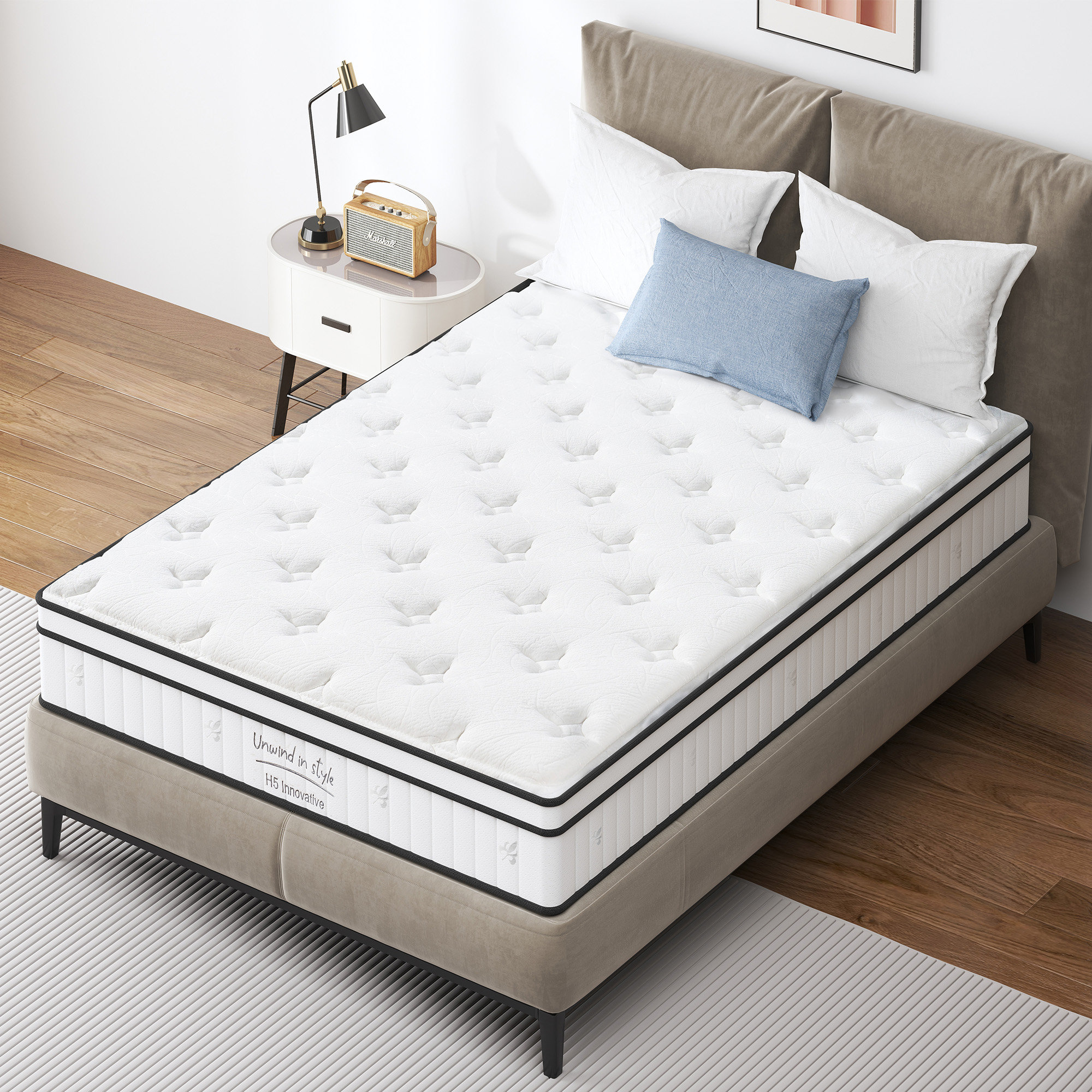 DlandHome 12 Inch Mattress Medium Memory Foam Innerspring Hybrid ...