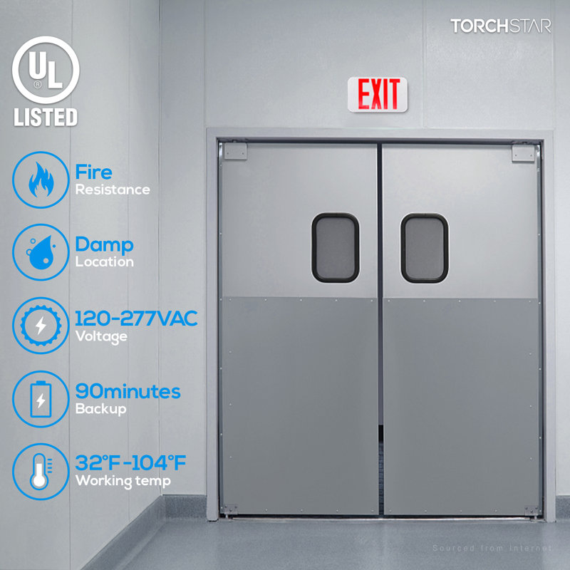 TORCHSTAR Red Led Exit Sign Emergency Light, Double Face, Damp Location ...