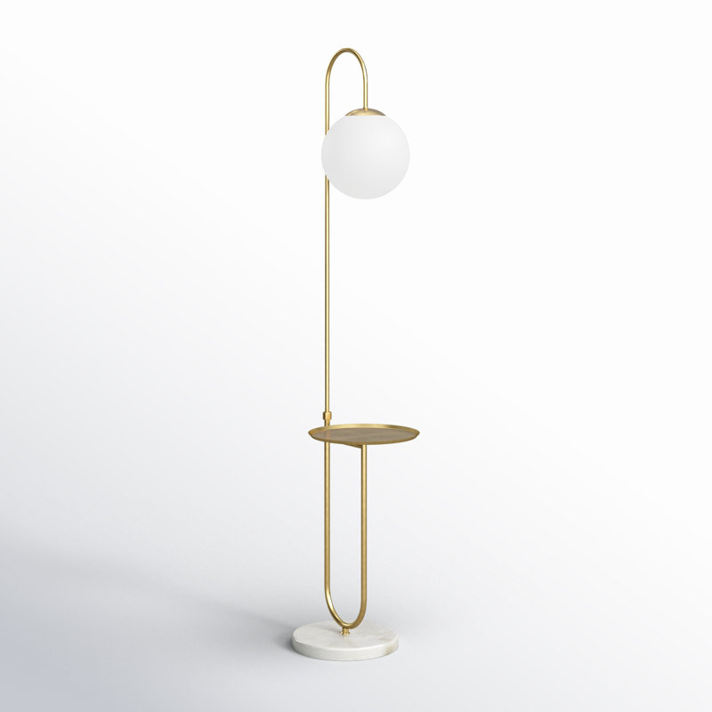 Joss & Main Premont 61.25'' Brass Tray Table Floor Lamp | Wayfair