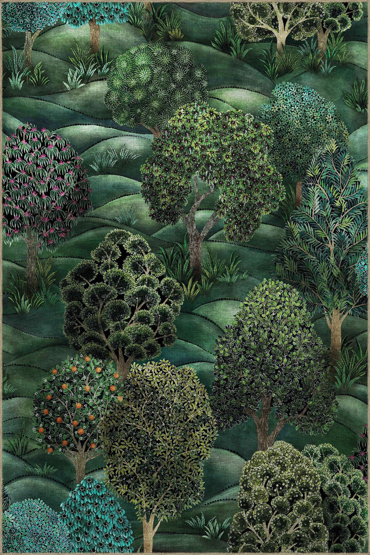 Hokku Designs Forest Themed Tree and Grass Pattern Creative Modern ...