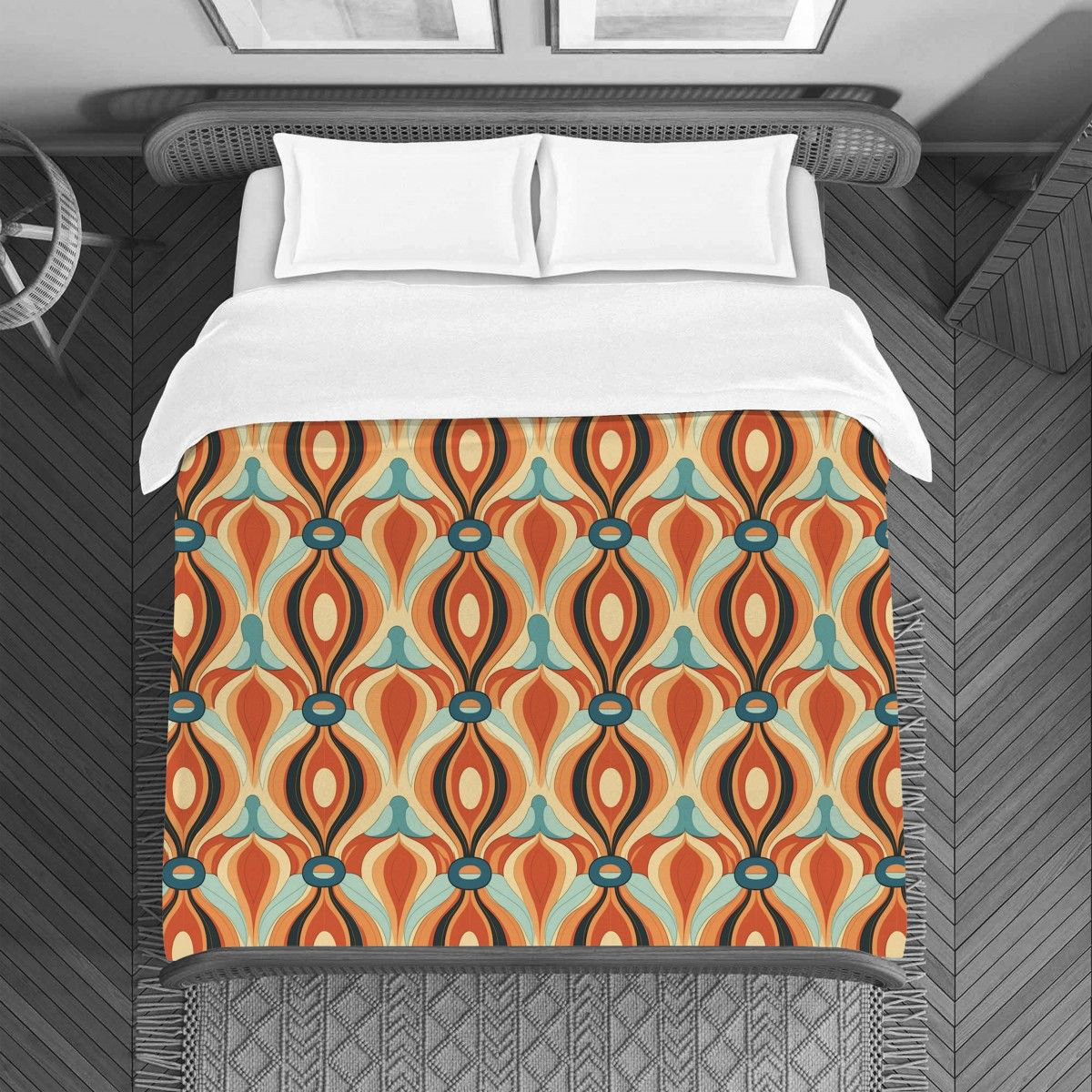 VisionDecor Retro Bedding Style Duvet Cover Orange | Wayfair