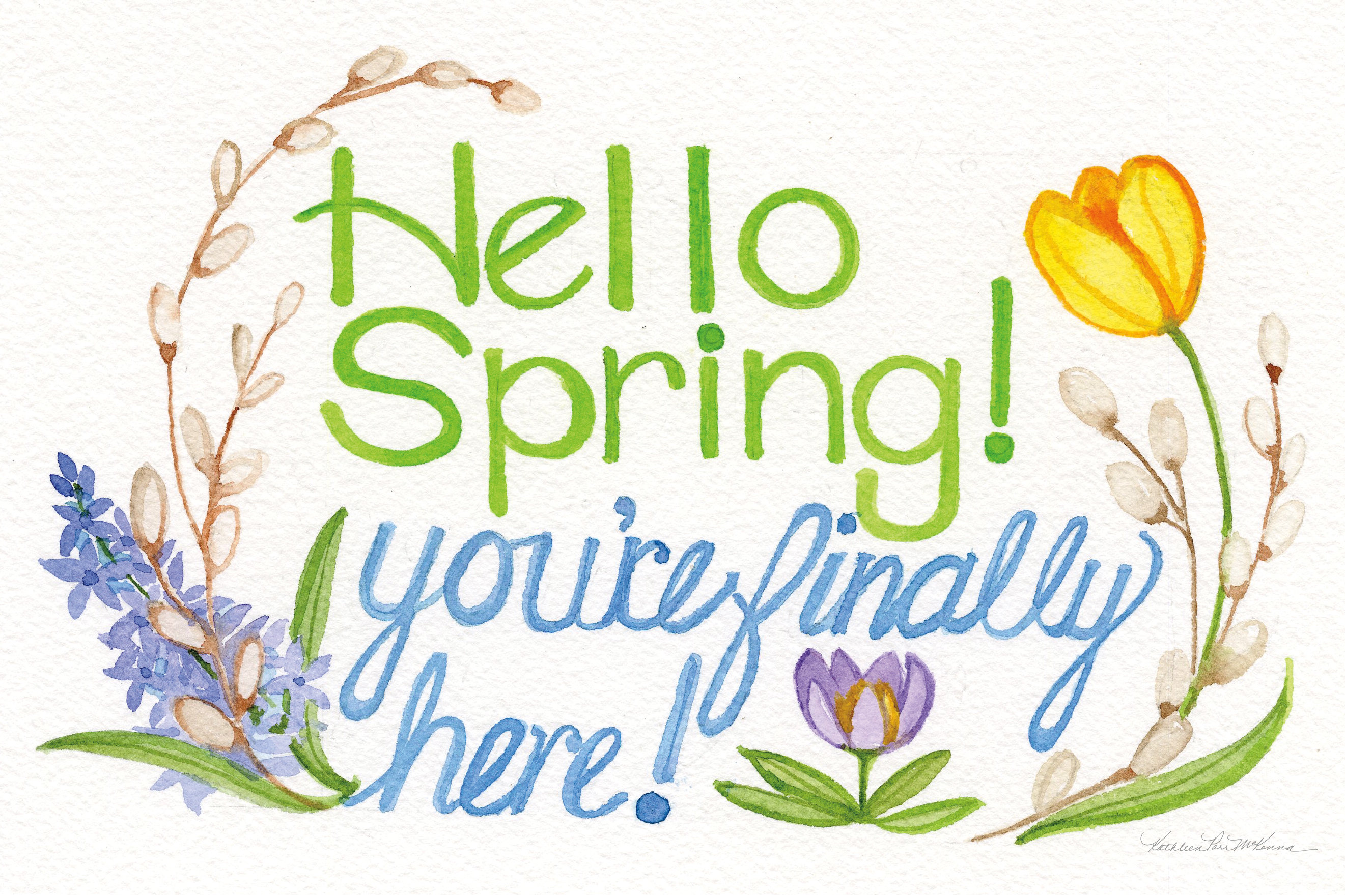Happy Larry Spring Saying I by Kathleen Parr McKenna - Wrapped Canvas ...