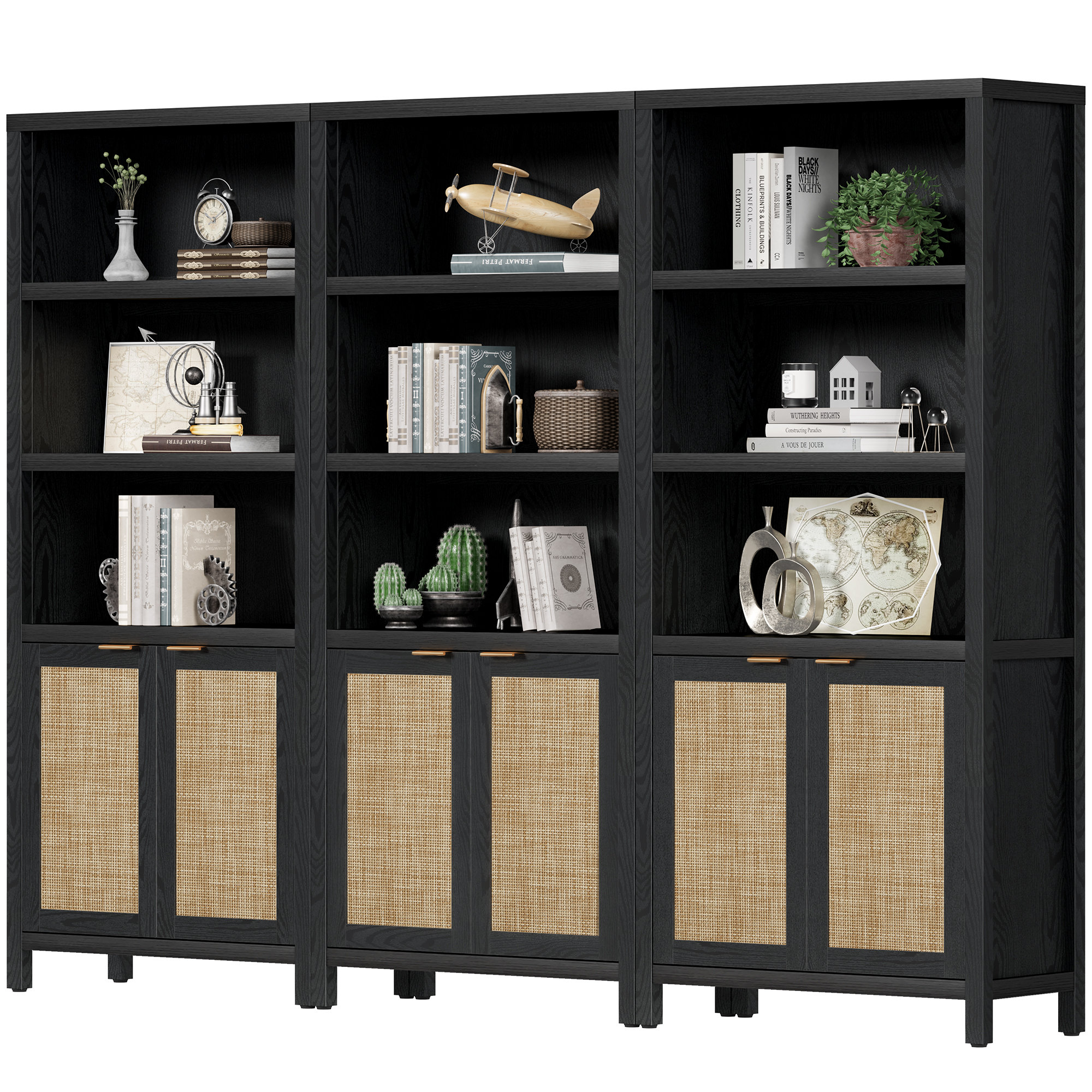 Latitude Run® Marliee Boho 5 -Tier Bookcase With 2 Doors And Adjustable ...