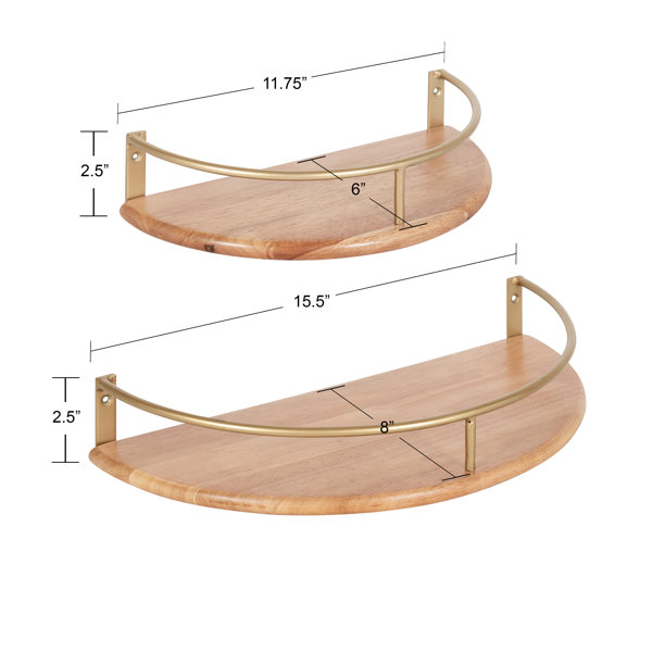 Joss & Main Haden Half Moon 2 Piece Floating Shelf Set & Reviews | Wayfair