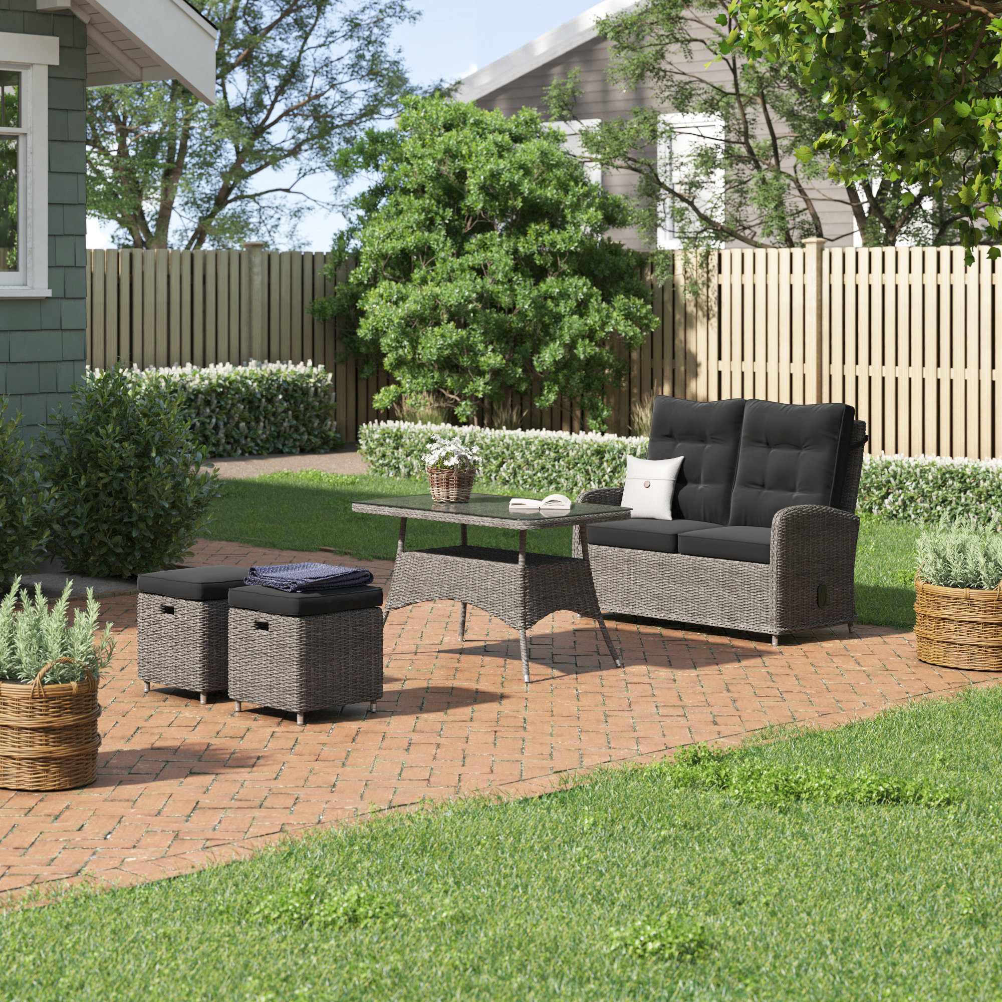 Andover Mills™ Acuff All-Weather 4 Pc Outdoor Set with A 2 Seat ...