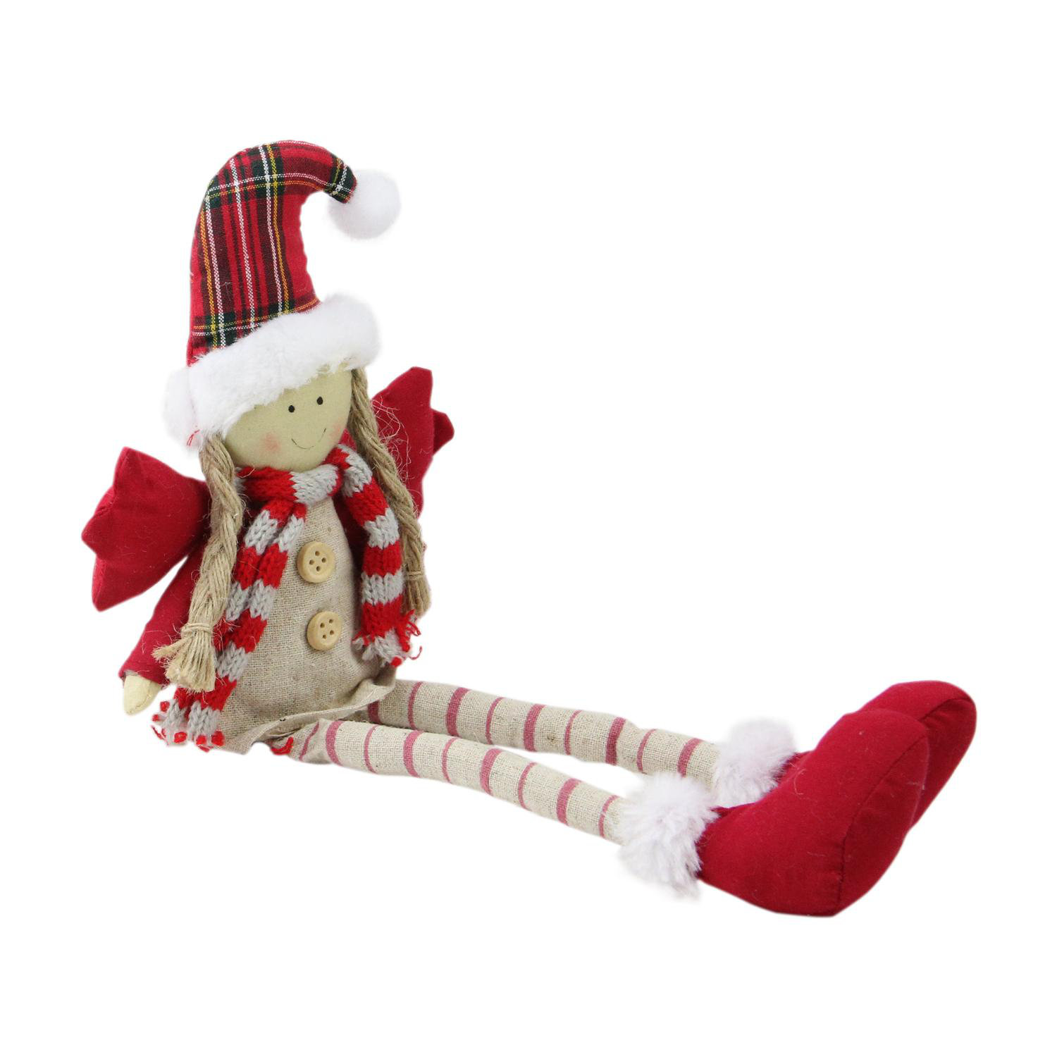 Northlight Seasonal 14" Red and Ivory Standing Girl Angel with Dangling ...