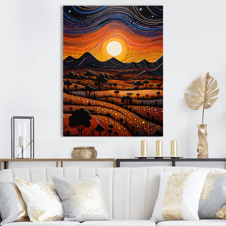 DesignArt " Native Ancestral Sunrise Landscape I " on Canvas | Wayfair