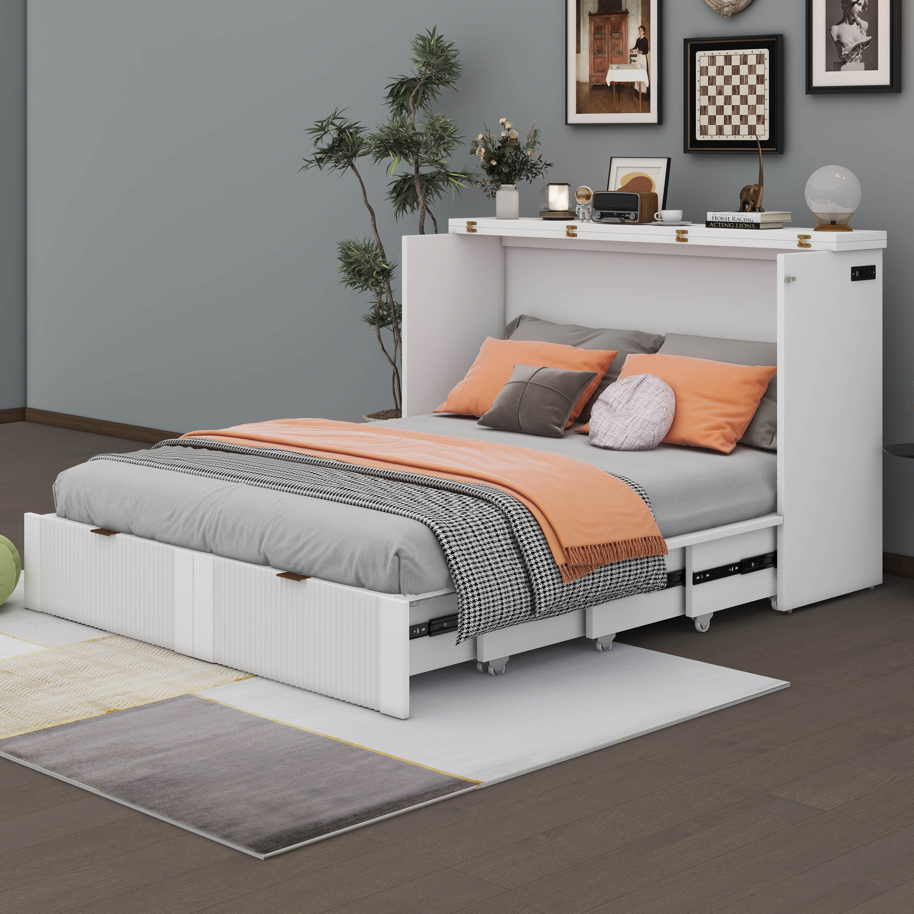 Latitude Run® Sayna Murphy Bed Wall Bed With Drawer And Pulley ...