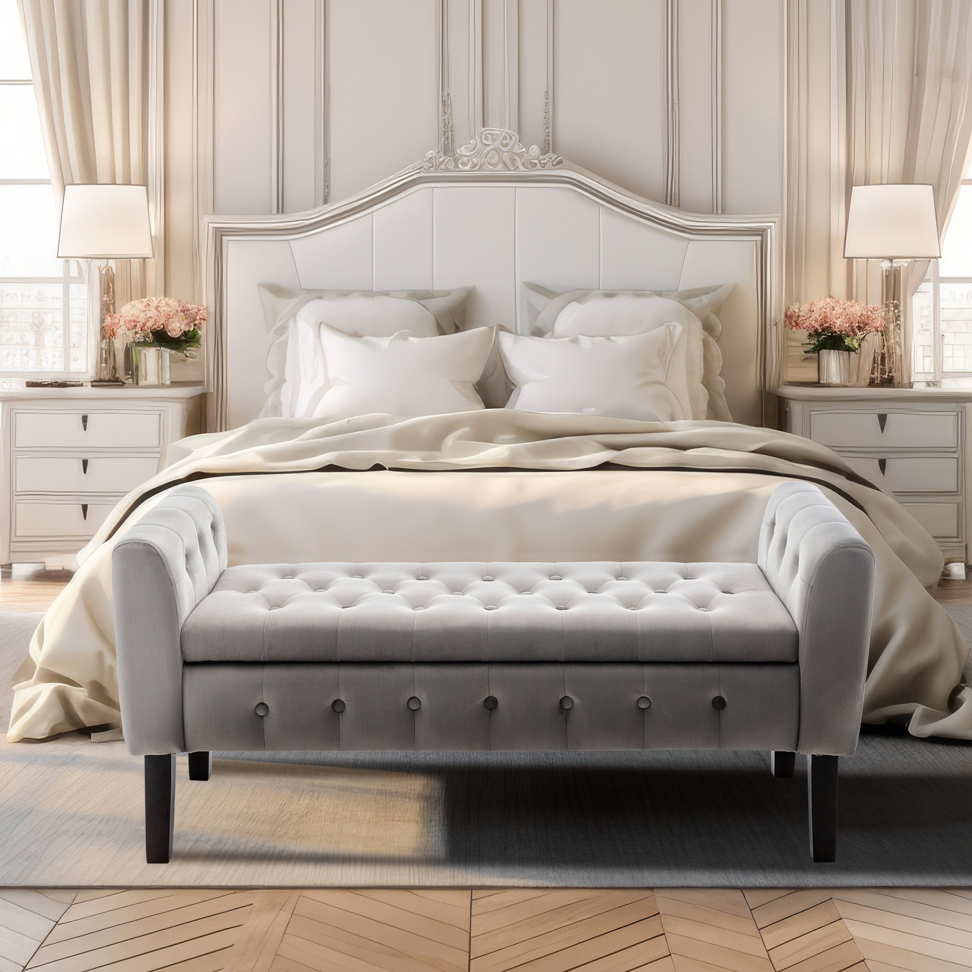 Mercer41 Granie Velvet Storage Bench with Wooden Legs - Wayfair Canada