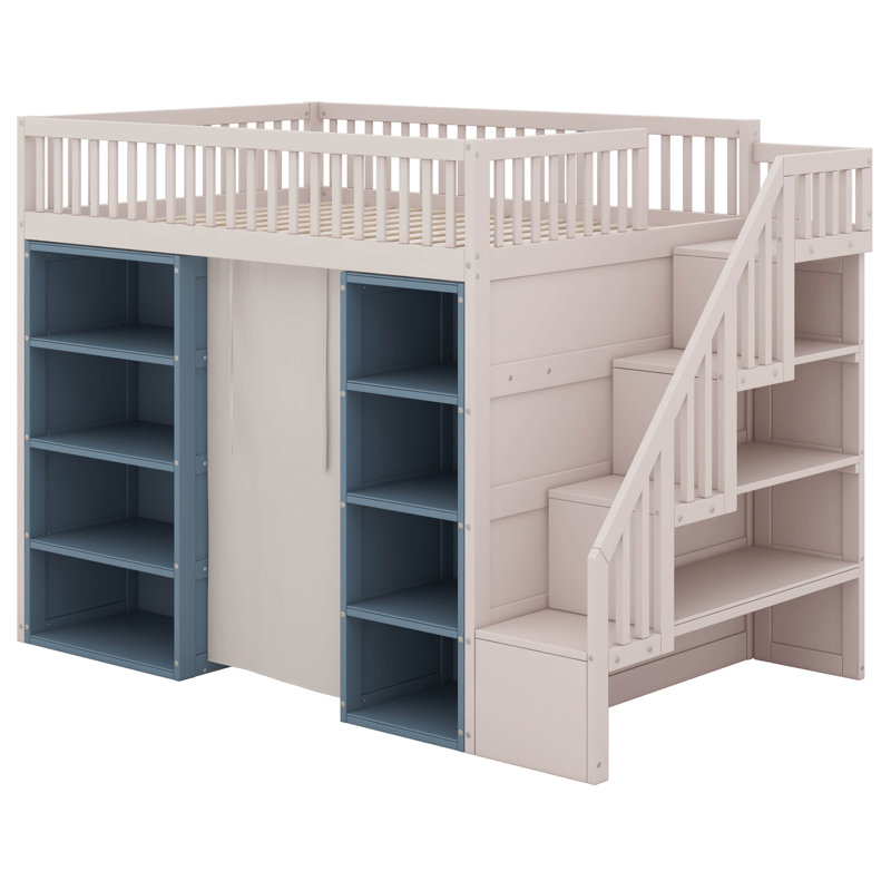 Harriet Bee Full Size Loft Bed With 2 Four-Layer Storage Cabinets | Wayfair