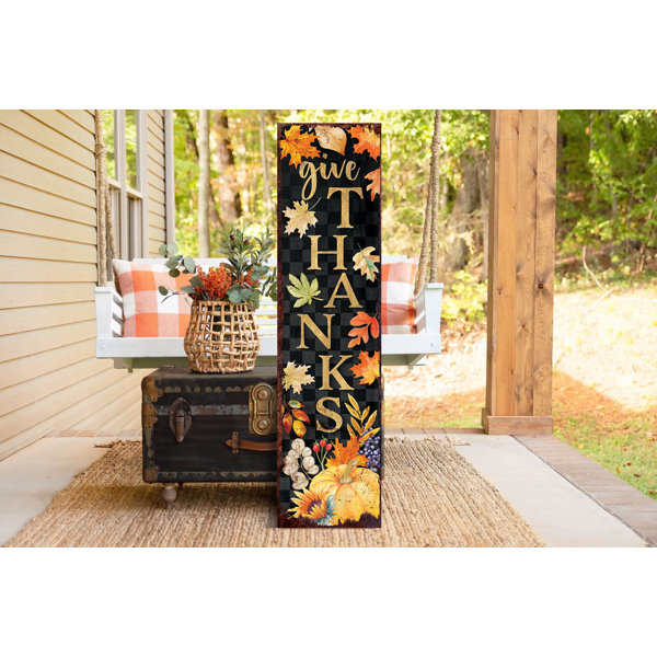 The Holiday Aisle® Give Thanks Door Mural | Wayfair