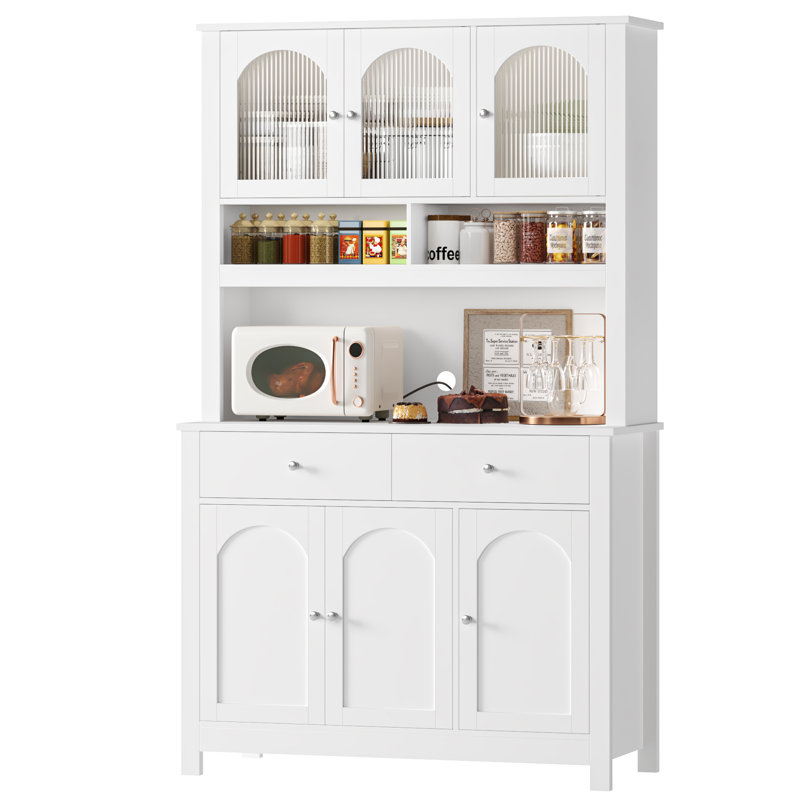 Lark Manor™ French Style 72.1'' Kitchen Pantry Cabinet with Microwave ...
