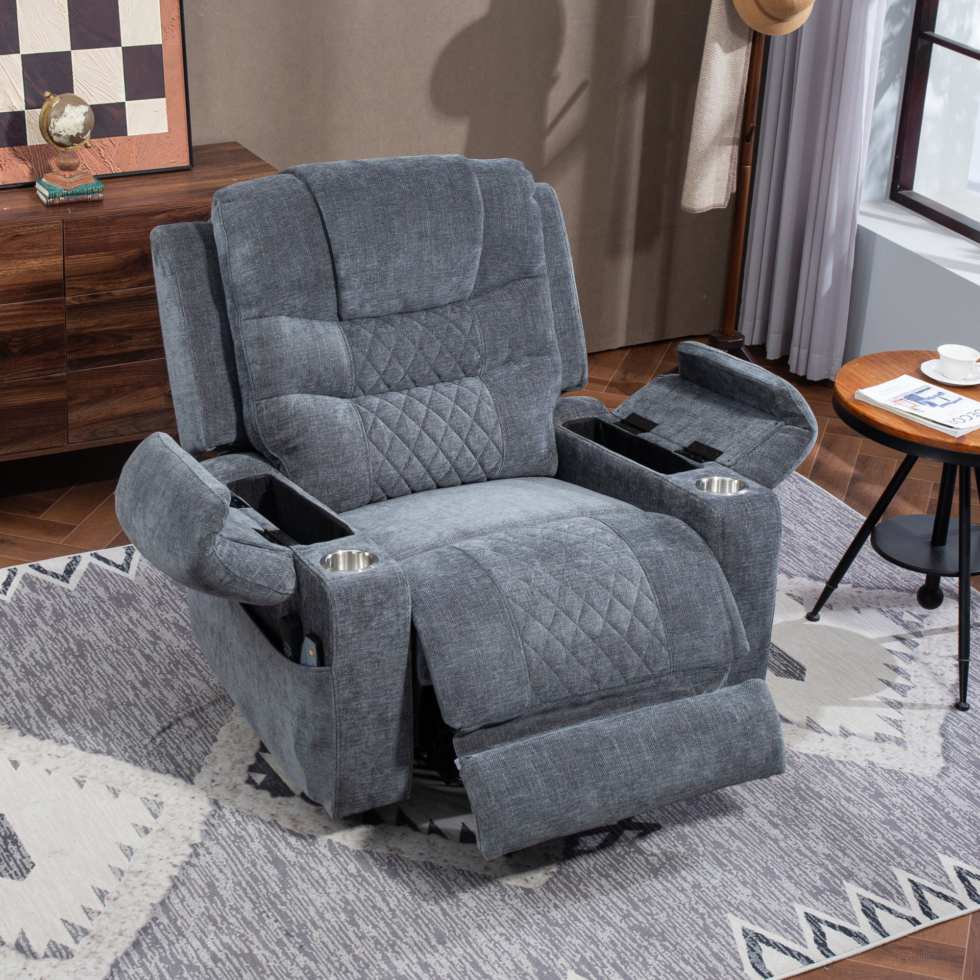 Latitude Run® Oversized Recliner Chair With Extended Footrest - Power ...