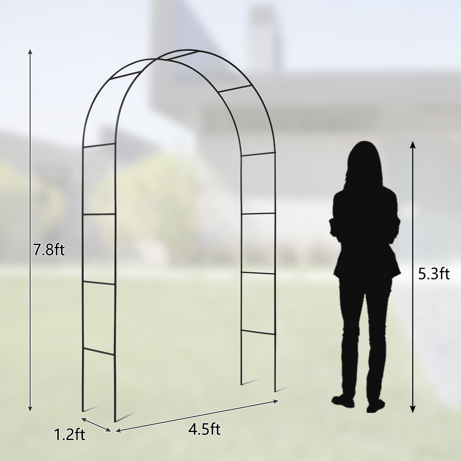 Kinbor 54'' W X 14.4'' D Metal Arbor in Black | Wayfair