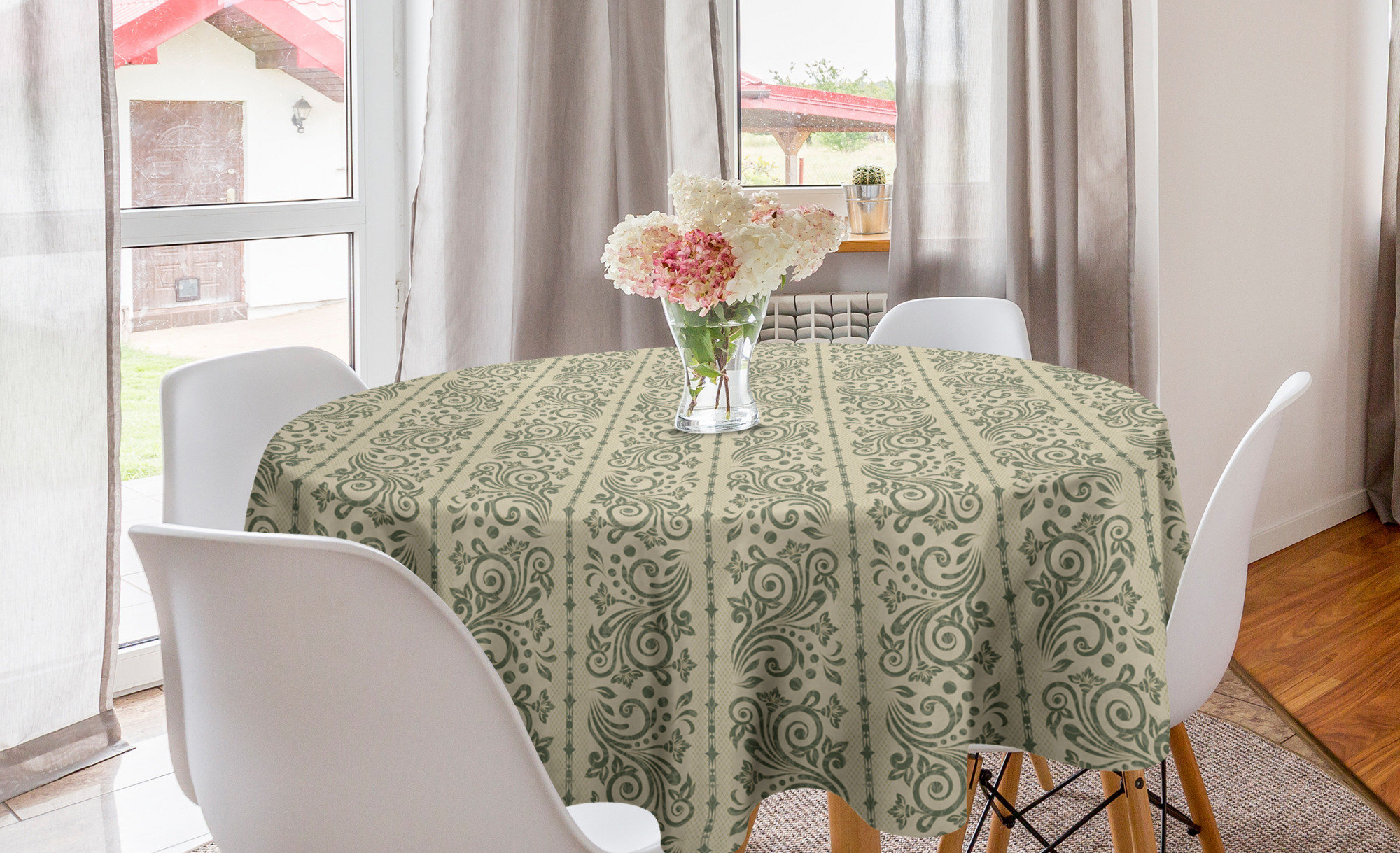 East Urban Home Ambesonne Victorian Round Tablecloth, Continuous ...