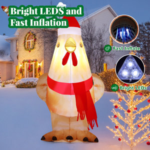 GOOSH Christmas Inflatables 5.4 FT Christmas Chicken Inflatable with ...