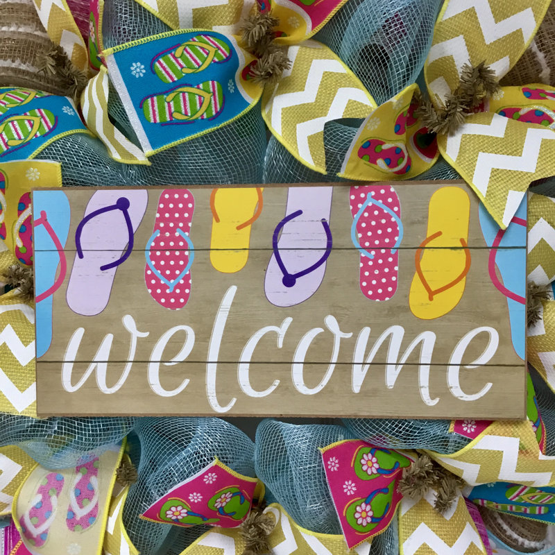 The Party Aisle™ Summer Wreath with Welcome Flip Flops & Reviews | Wayfair