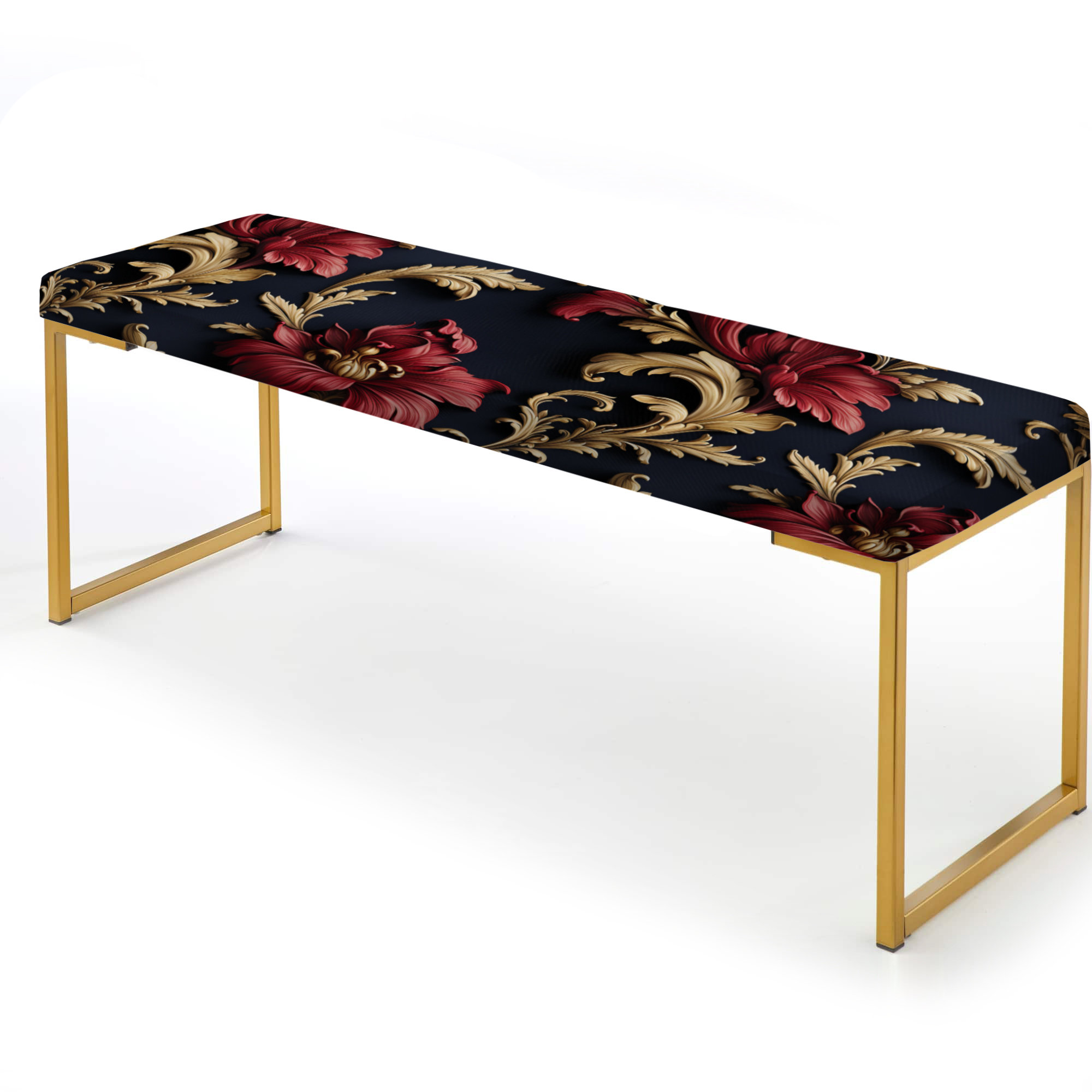 Design Art Royal Red And Gold Peony Garden Grace - Damask Upholstered ...