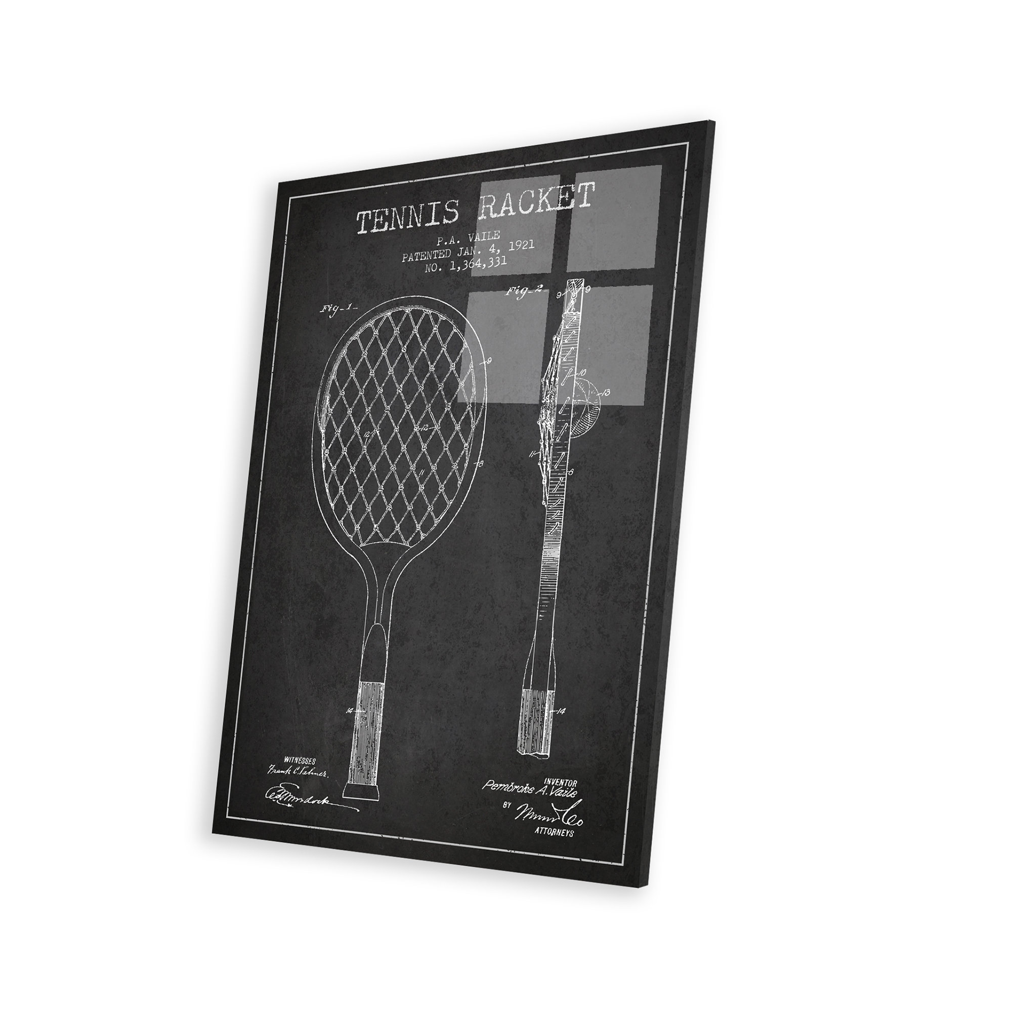 17 Stories Tennis Racket Charcoal Patent Blueprint Print On Acrylic ...