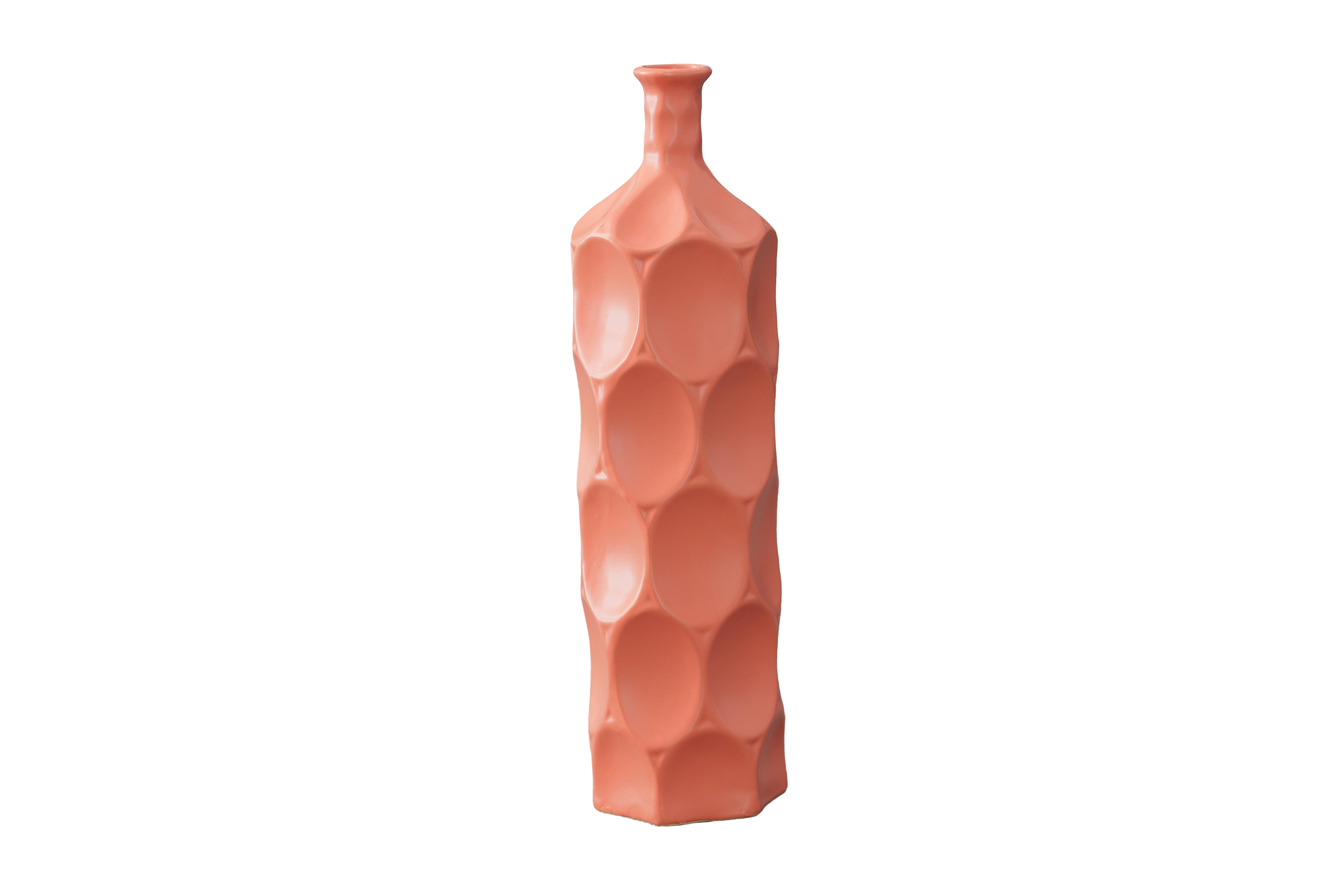 Wrought Studio™ Ceramic Round Bottle Vase with Pressed Ovate Pattern ...