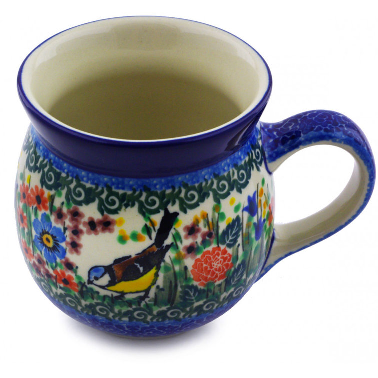 Polmedia Polish Pottery 16 Oz Stoneware Bubble Mug - Robbin's Meadow ...