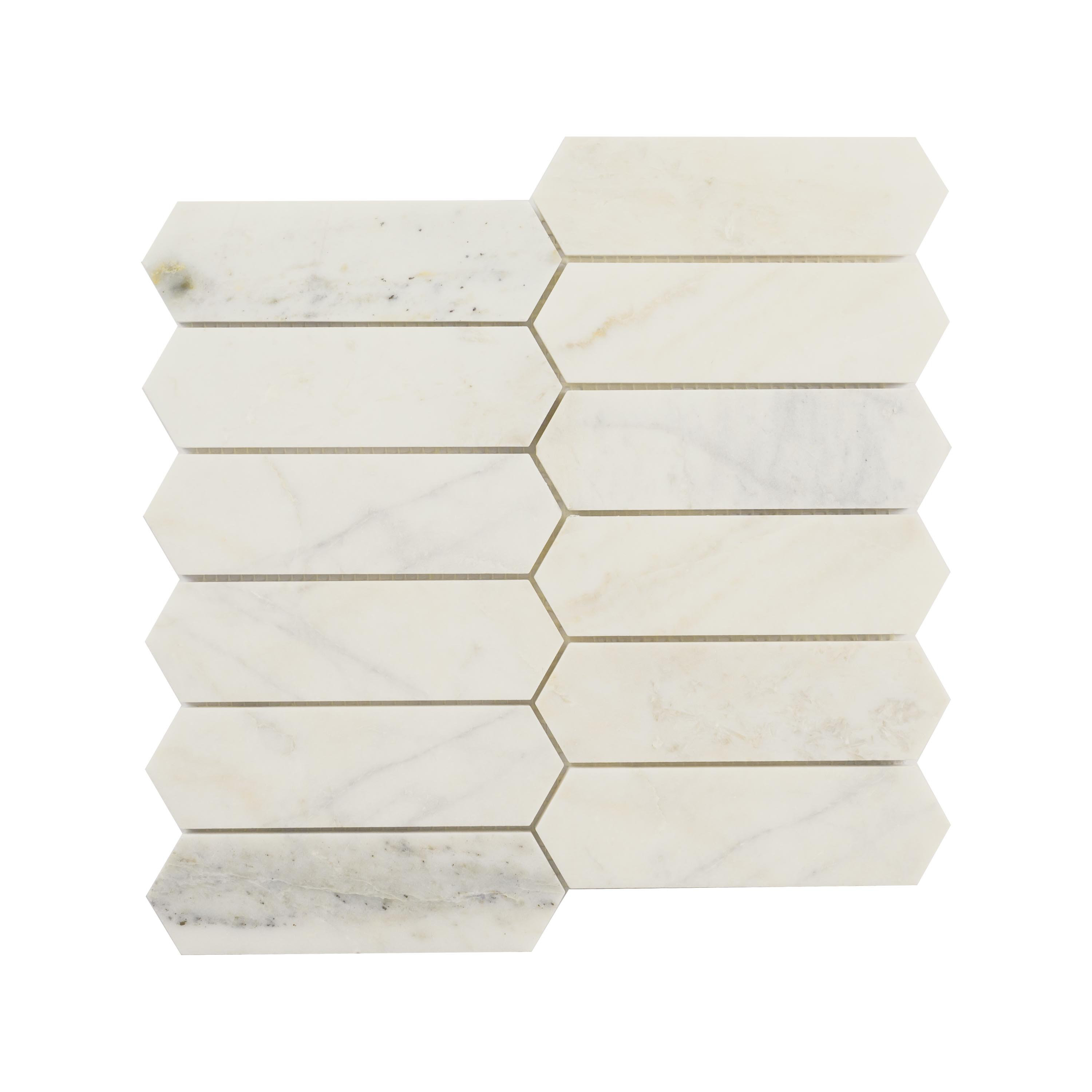 Ackland Castella de Blanc Spire 12 in. x 12 in. Honed Marble Mosaic ...
